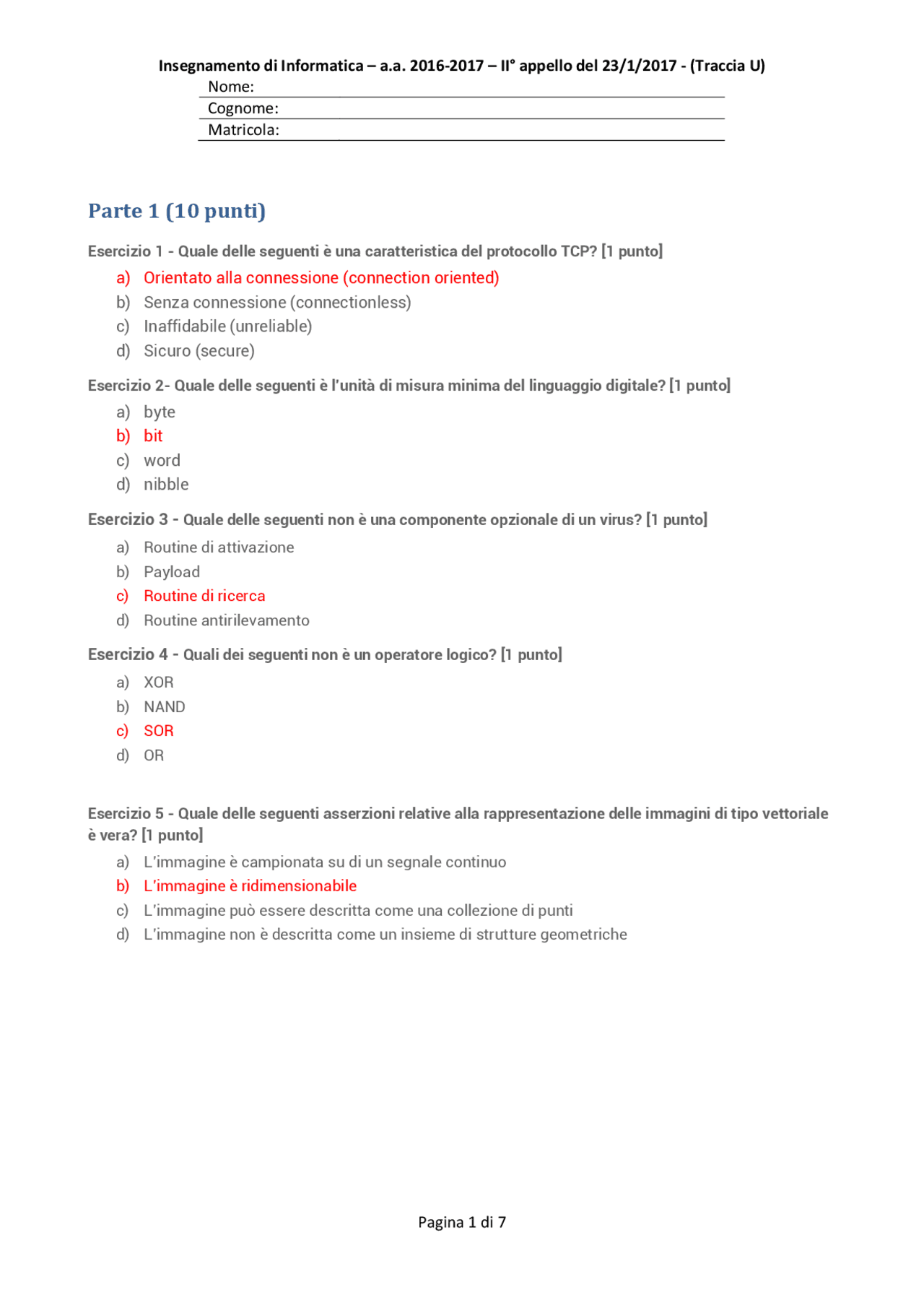 Esame Informatica Prof Ciclosi Docsity