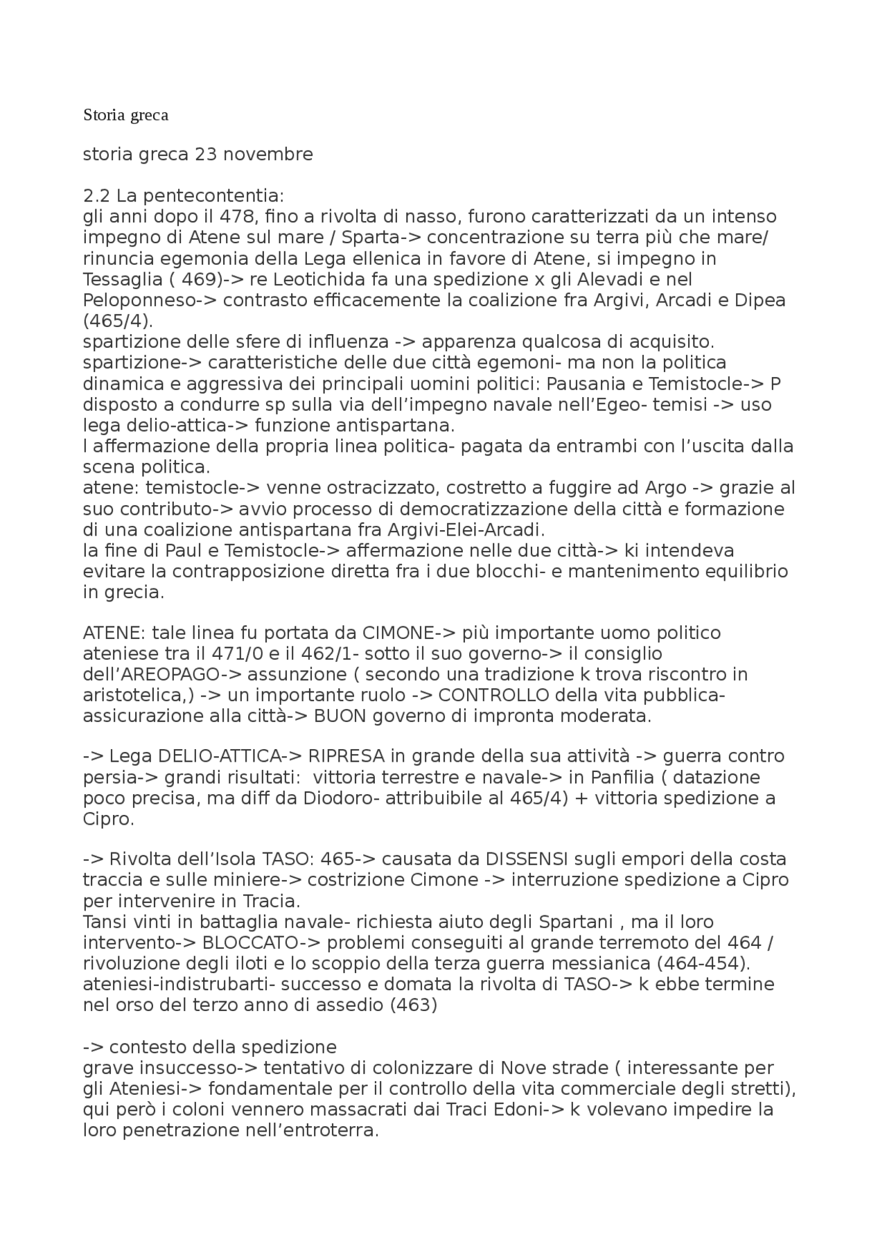 Storia Greca Appunti Del Corso Docsity