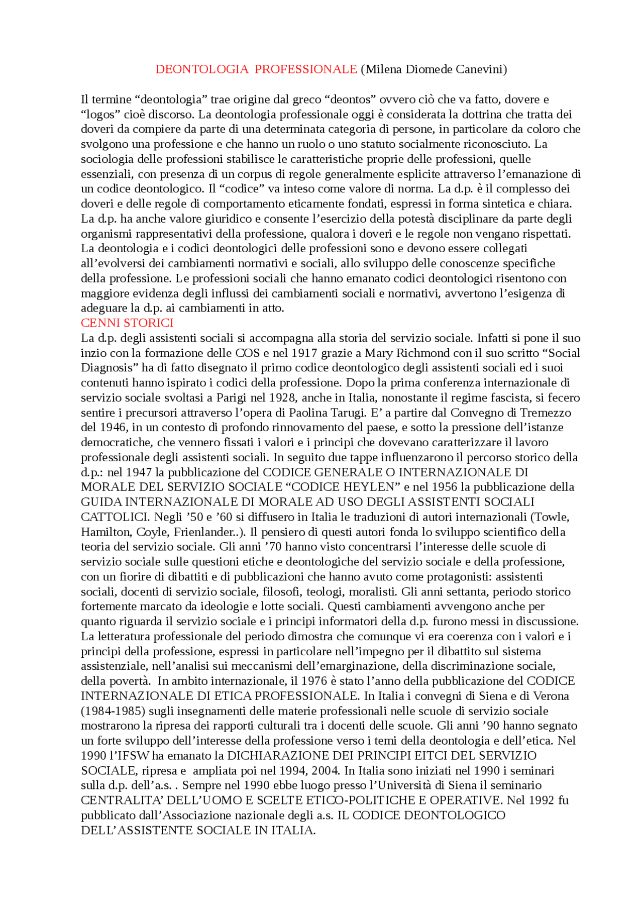 Definizione Di Deontologia Professionale Docsity