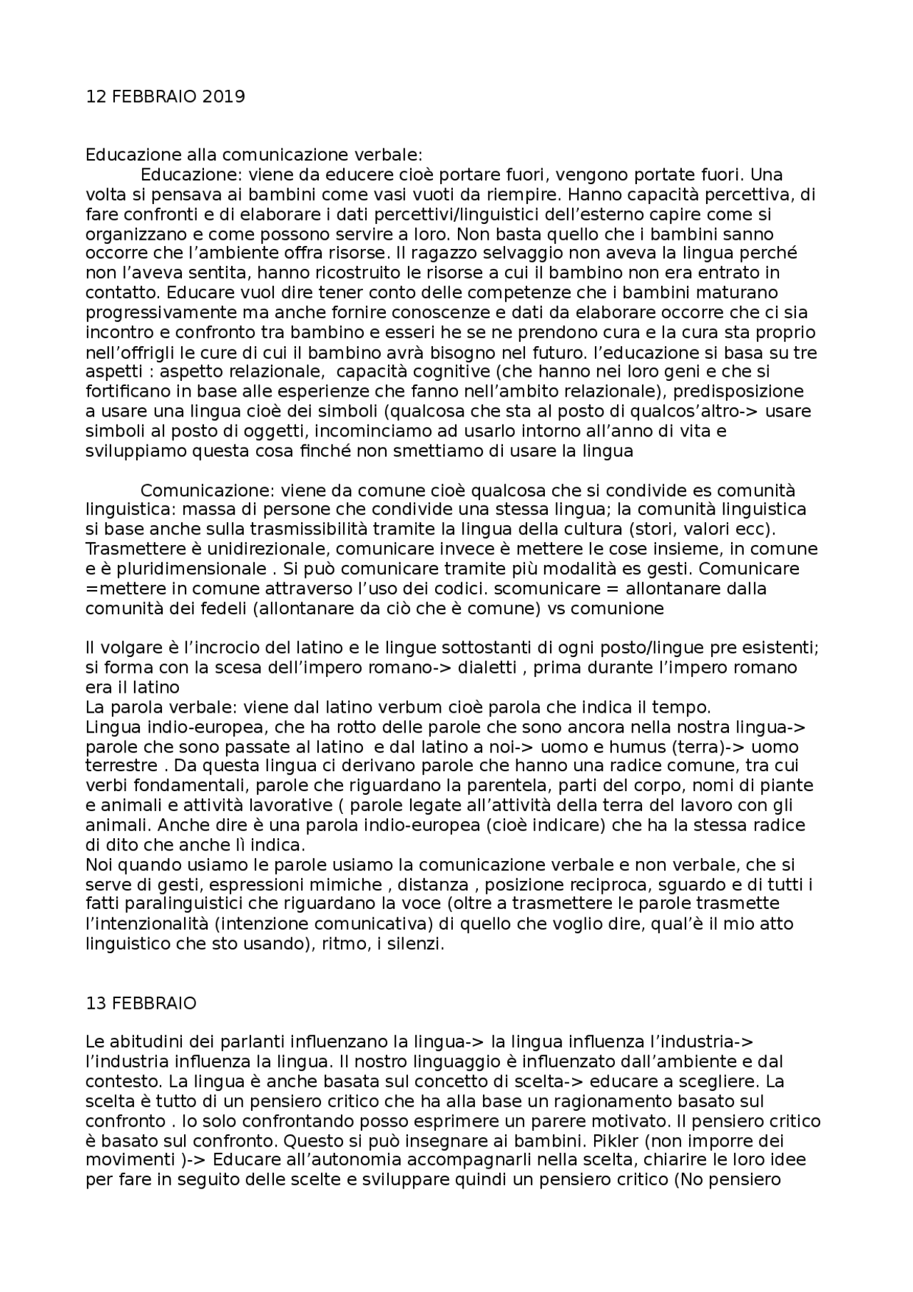 Appunti Educazione Alla Comunicazione Verbale Docsity
