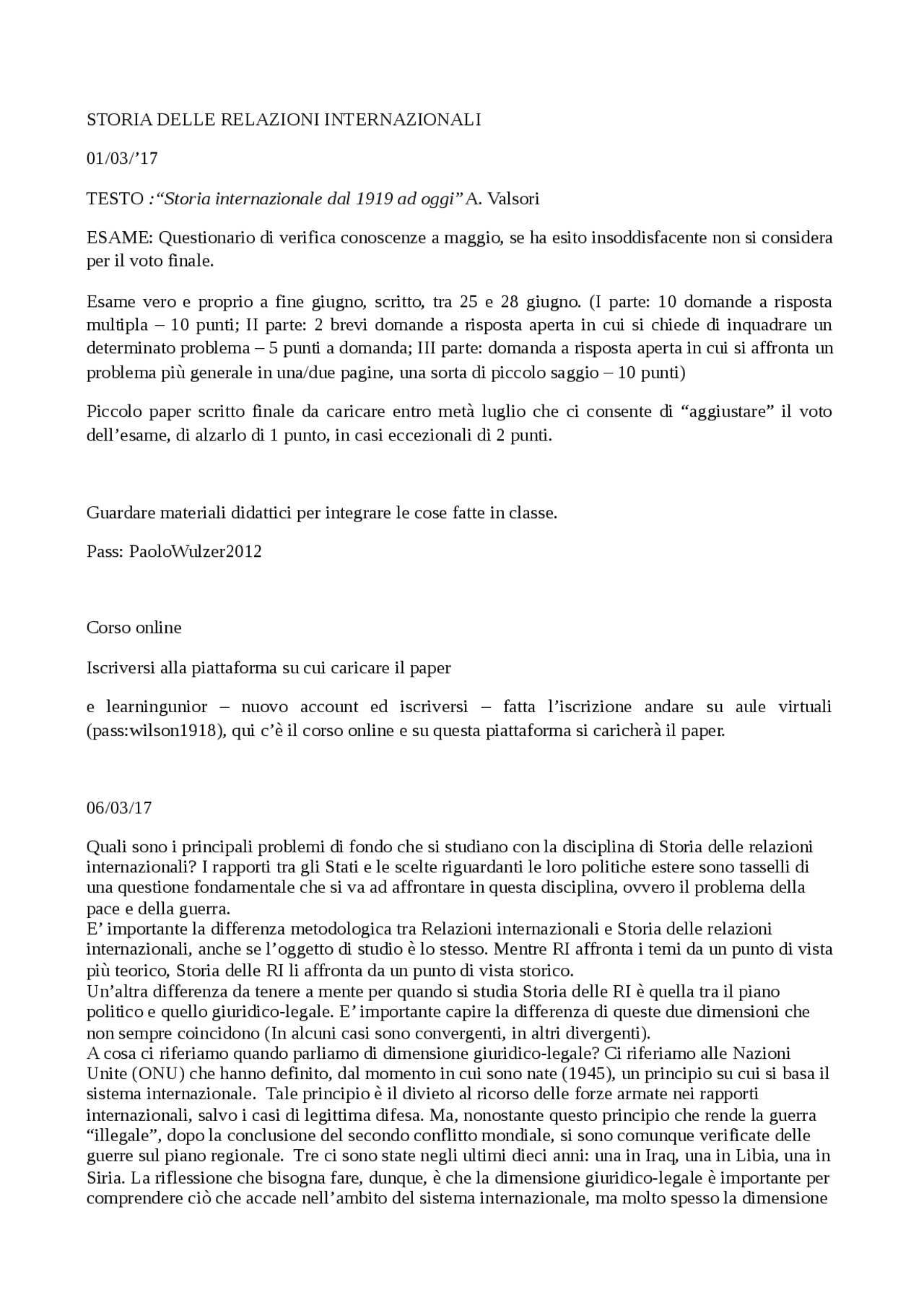 Storia Delle Relazioni Internazionali Docsity