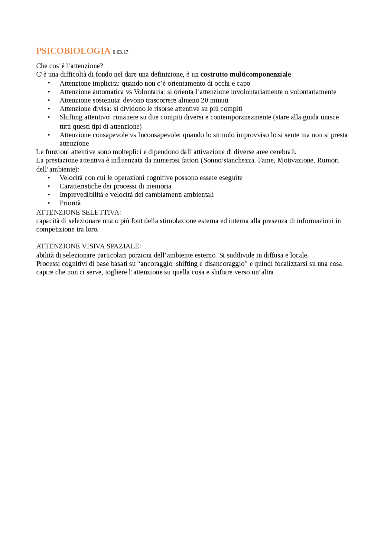 Appunti Di Psicobiologia Docsity