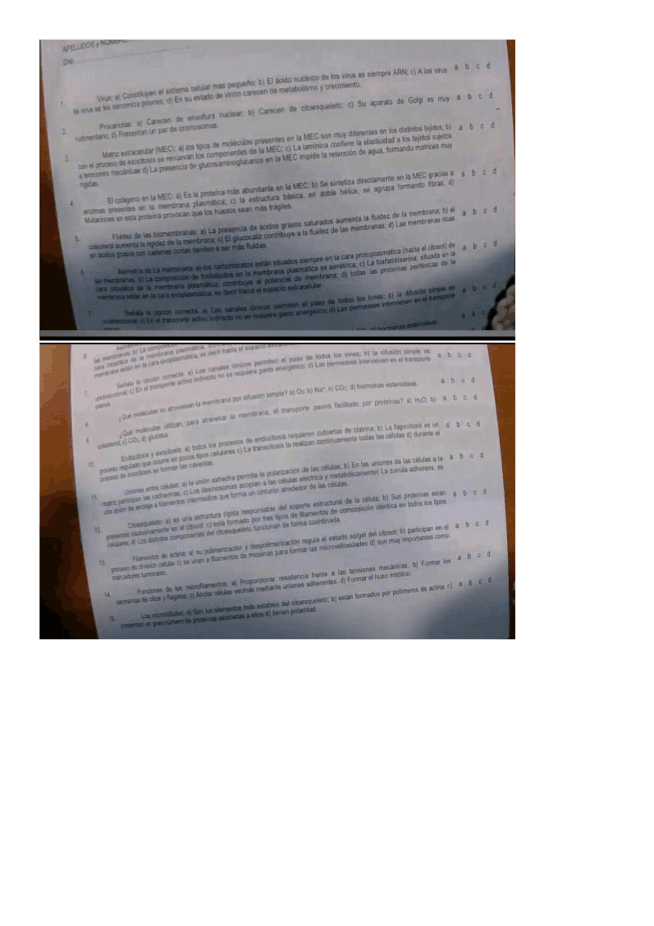 Exámenes De Biología Exámenes De Biología Docsity