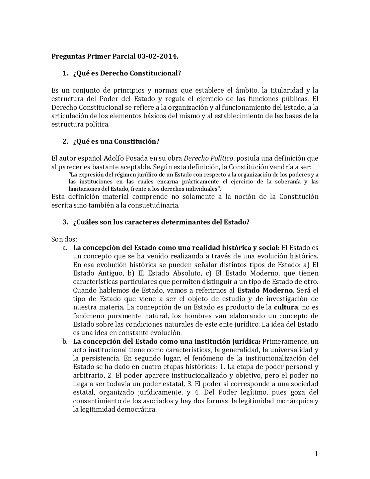 Parcial I De Derecho Constitucional Exámenes De Derecho