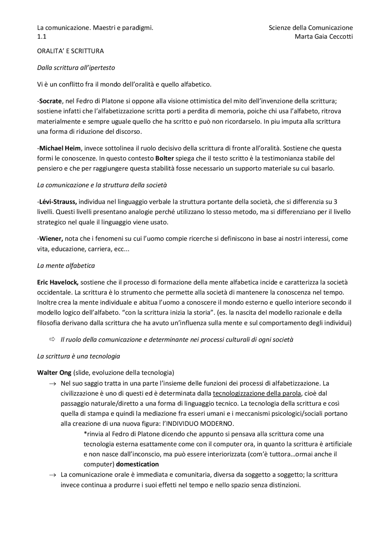 La Comunicazione Maestri E Paradigmi Docsity