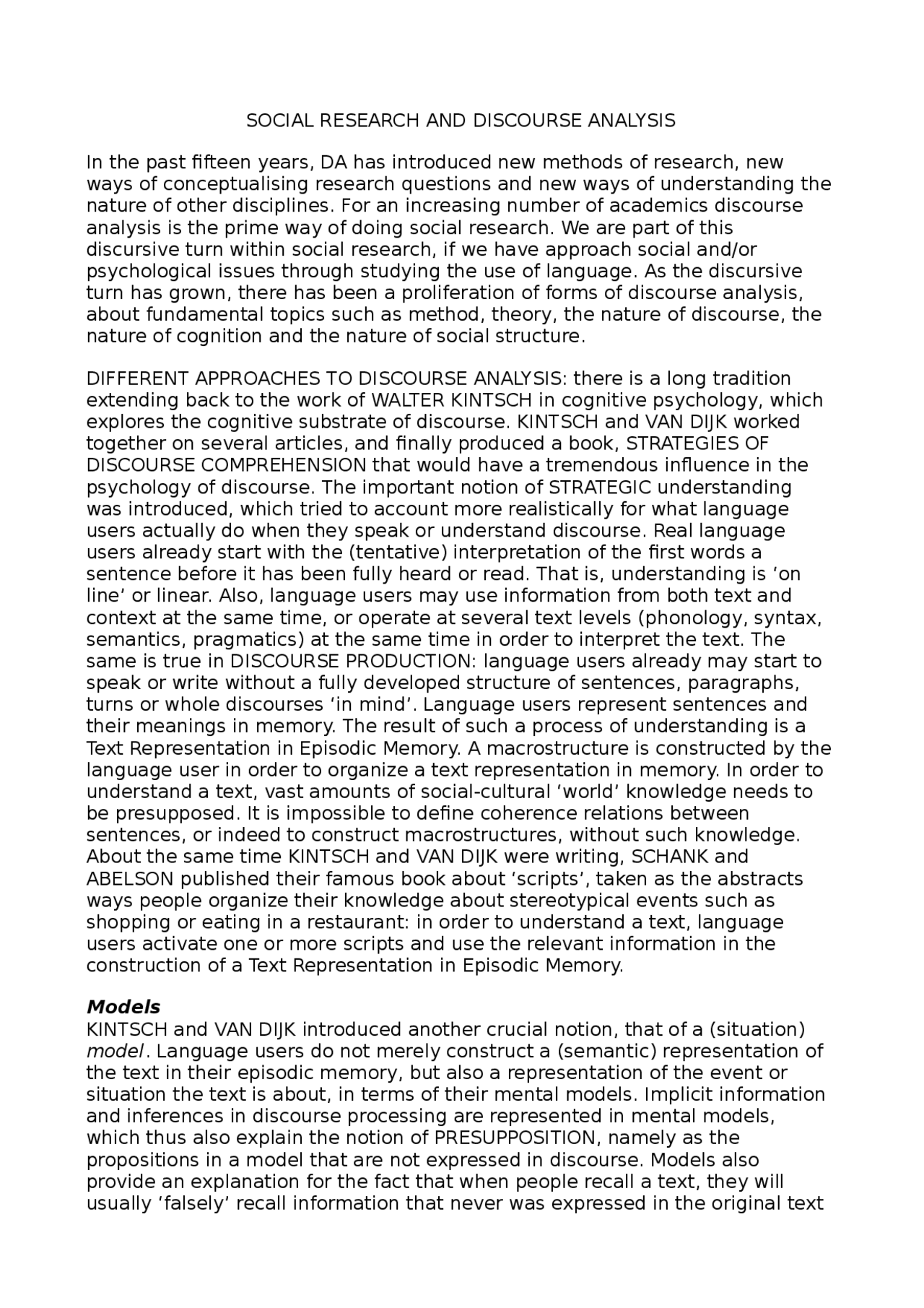 Discourse Analysis Inglese 2 Docsity