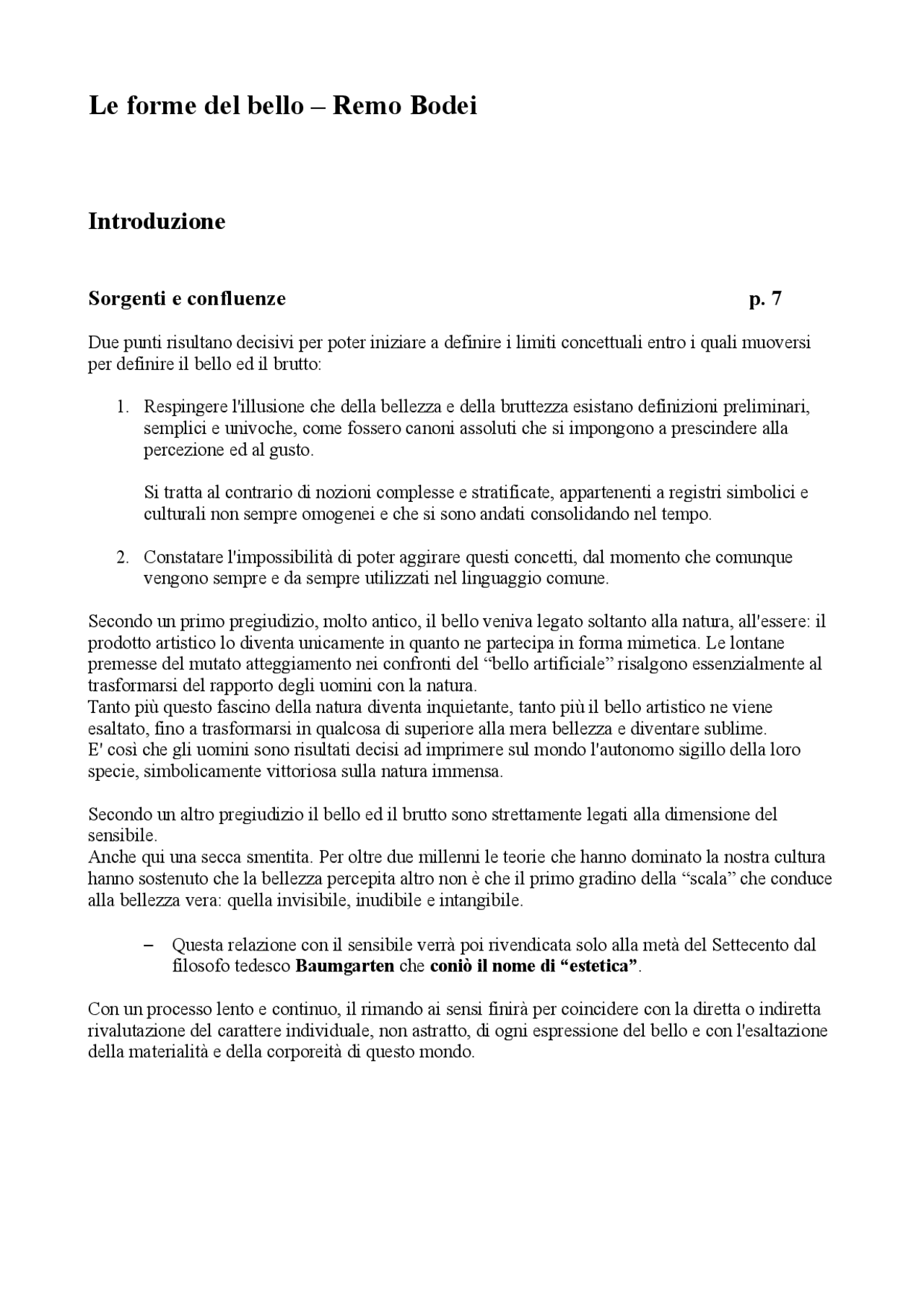 Le Forme Del Bello Di Remo Bodei Docsity