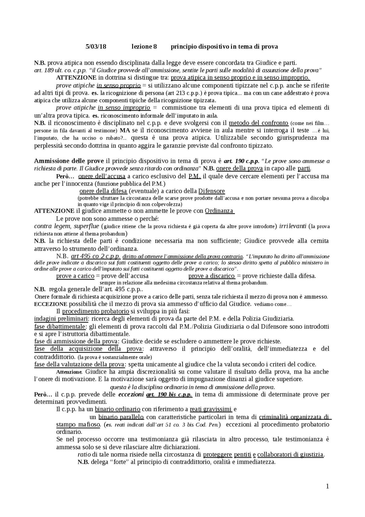 Procedura Penale 1 Riassunti Lezione Frontale Docsity