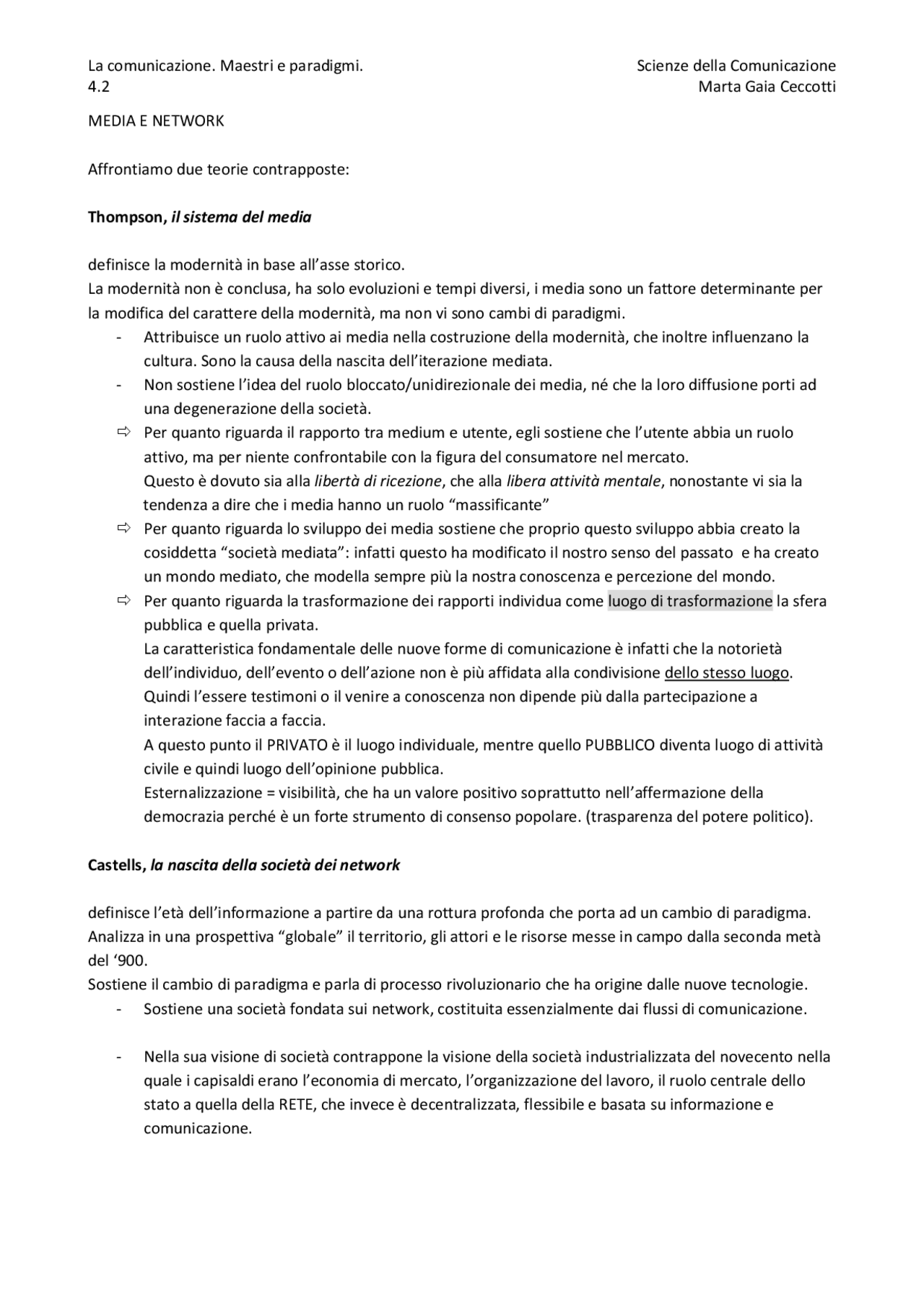 La Comunicazione Maestri E Paradigmi Docsity