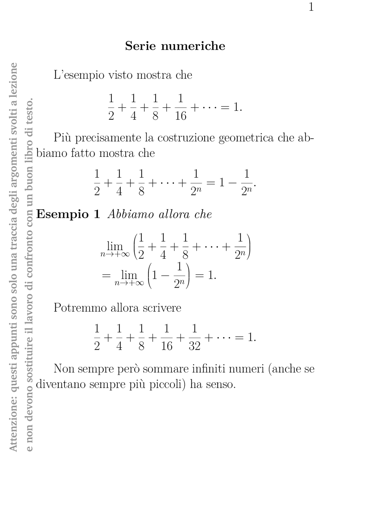 Serie, Derivate e Integrali - Docsity