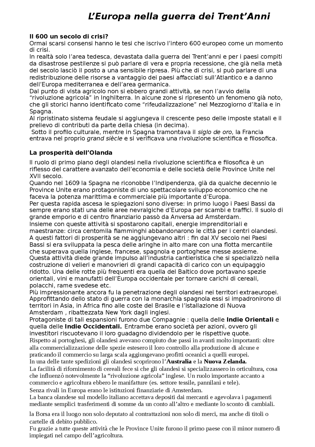 Riassunto Storia Moderna Docsity