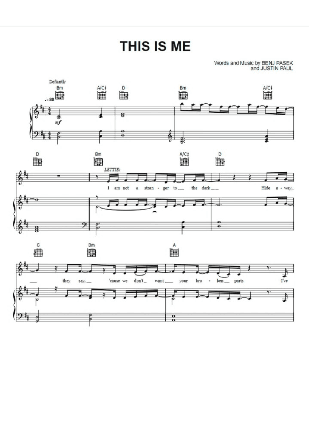 This is me - sheet music - Docsity