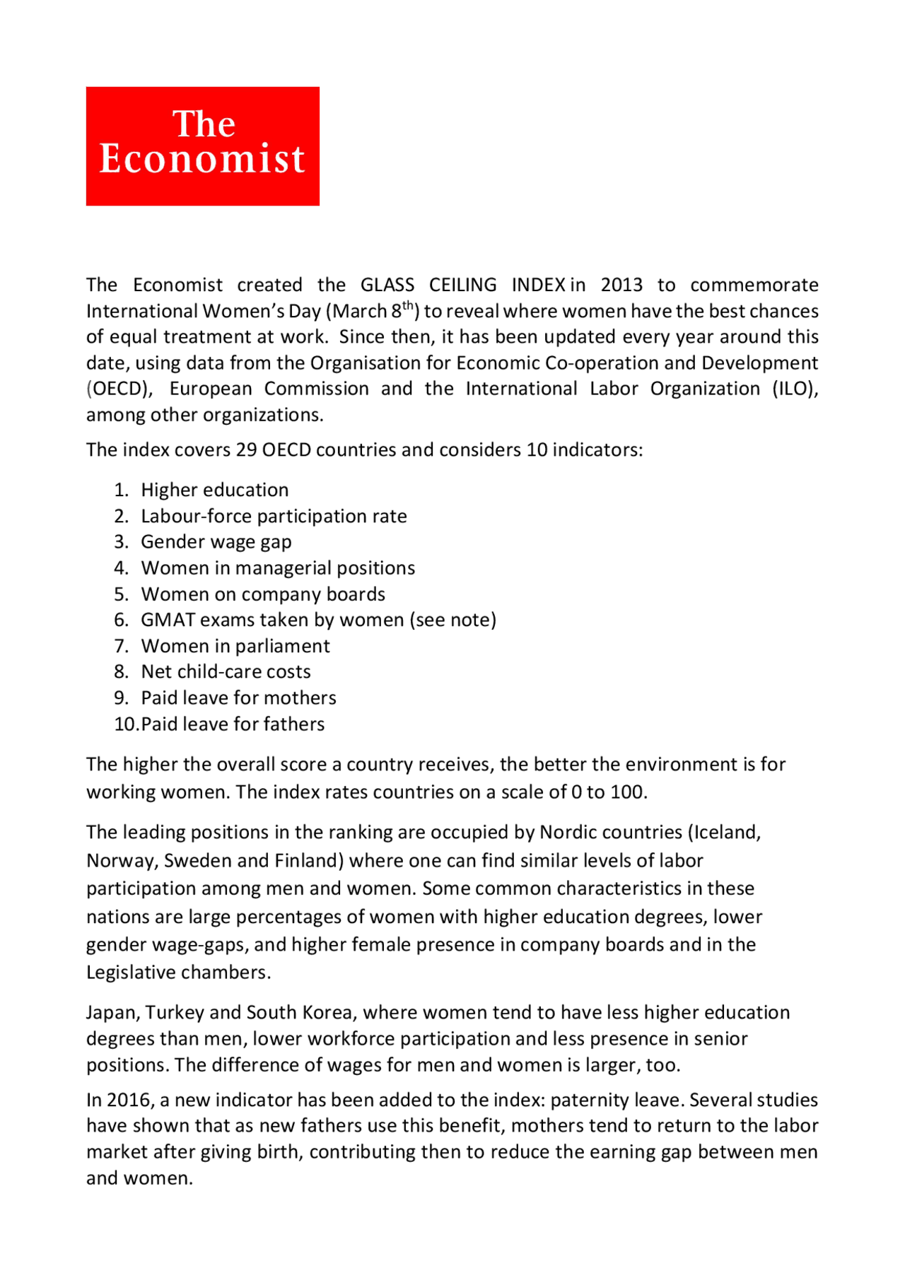 Glass Ceiling Index - Docsity