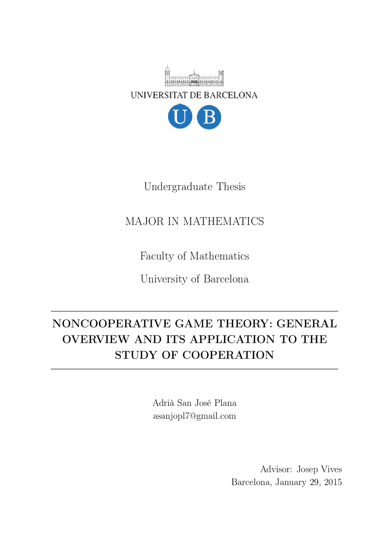 Non cooperative game theory - Docsity