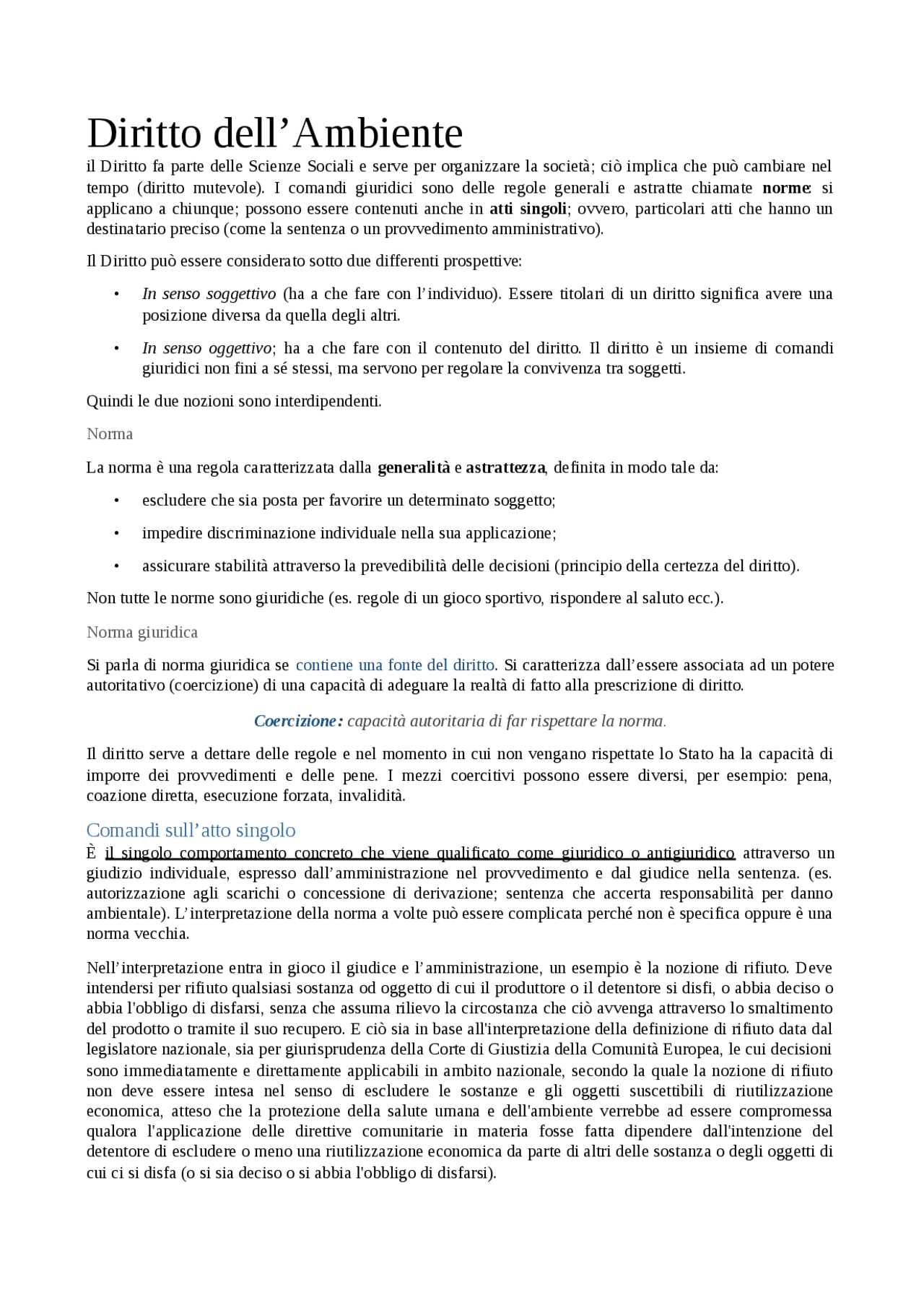 Diritto Dellambiente Docsity