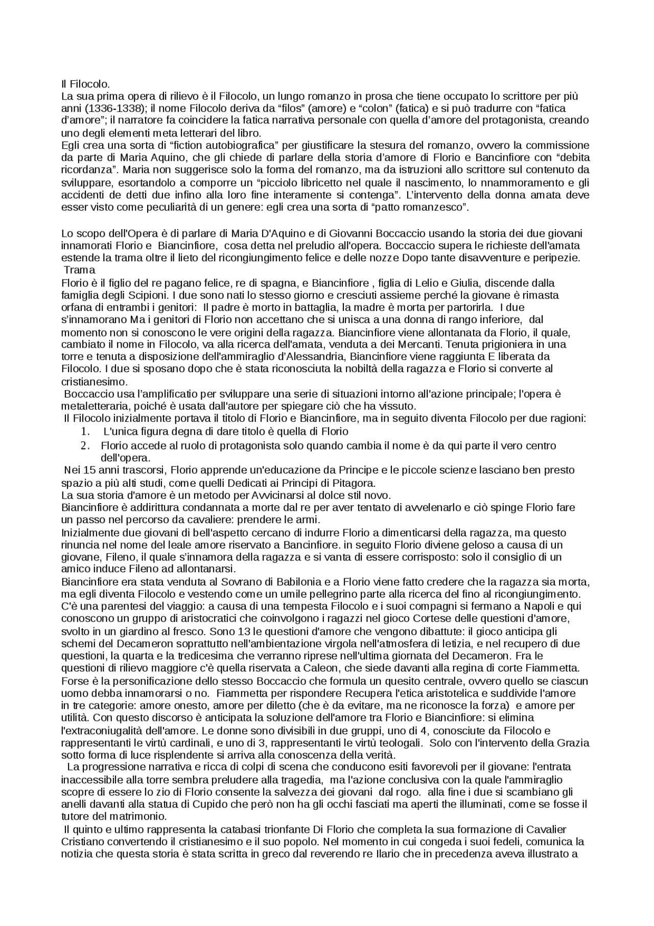 Il Filocolo di Boccaccio - Surdich - Docsity