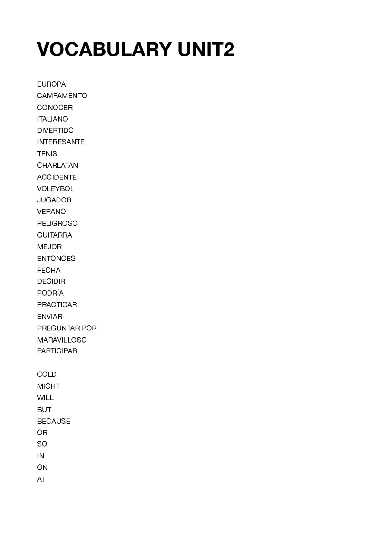 Vocabulario Tema 2 B1 - Docsity