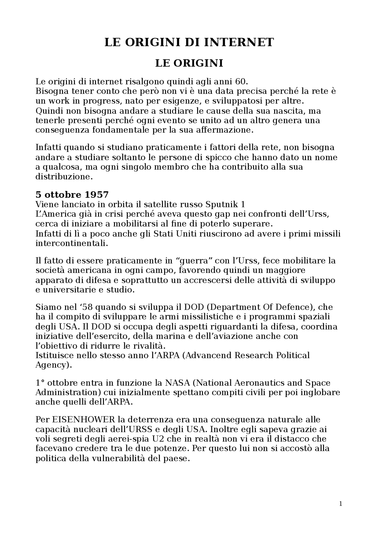 Le origini di Internet - Riassunto | Sintesi del corso di Storia ...