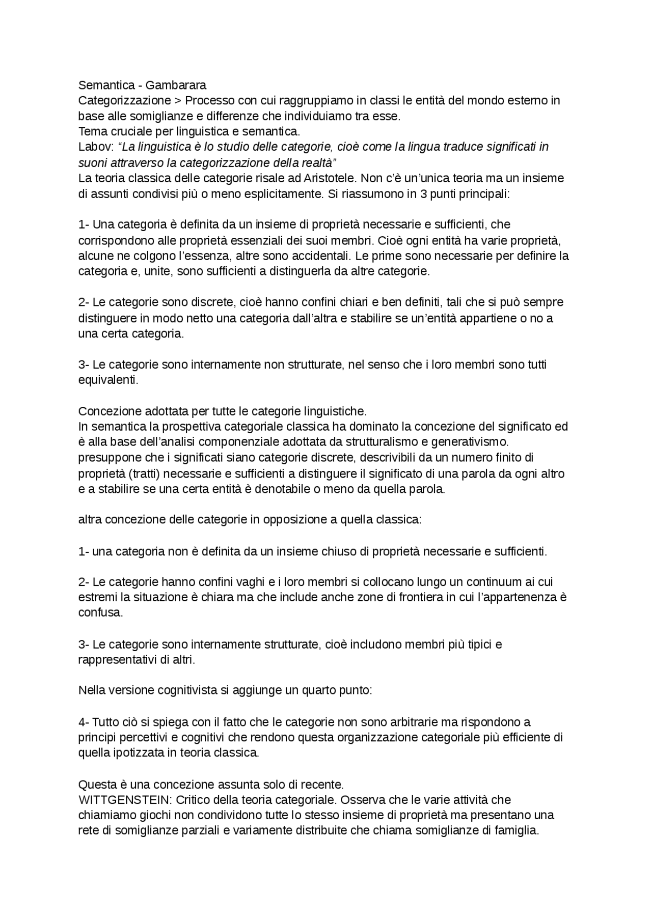 Capitolo Gambarara Esame Glottologia Docsity