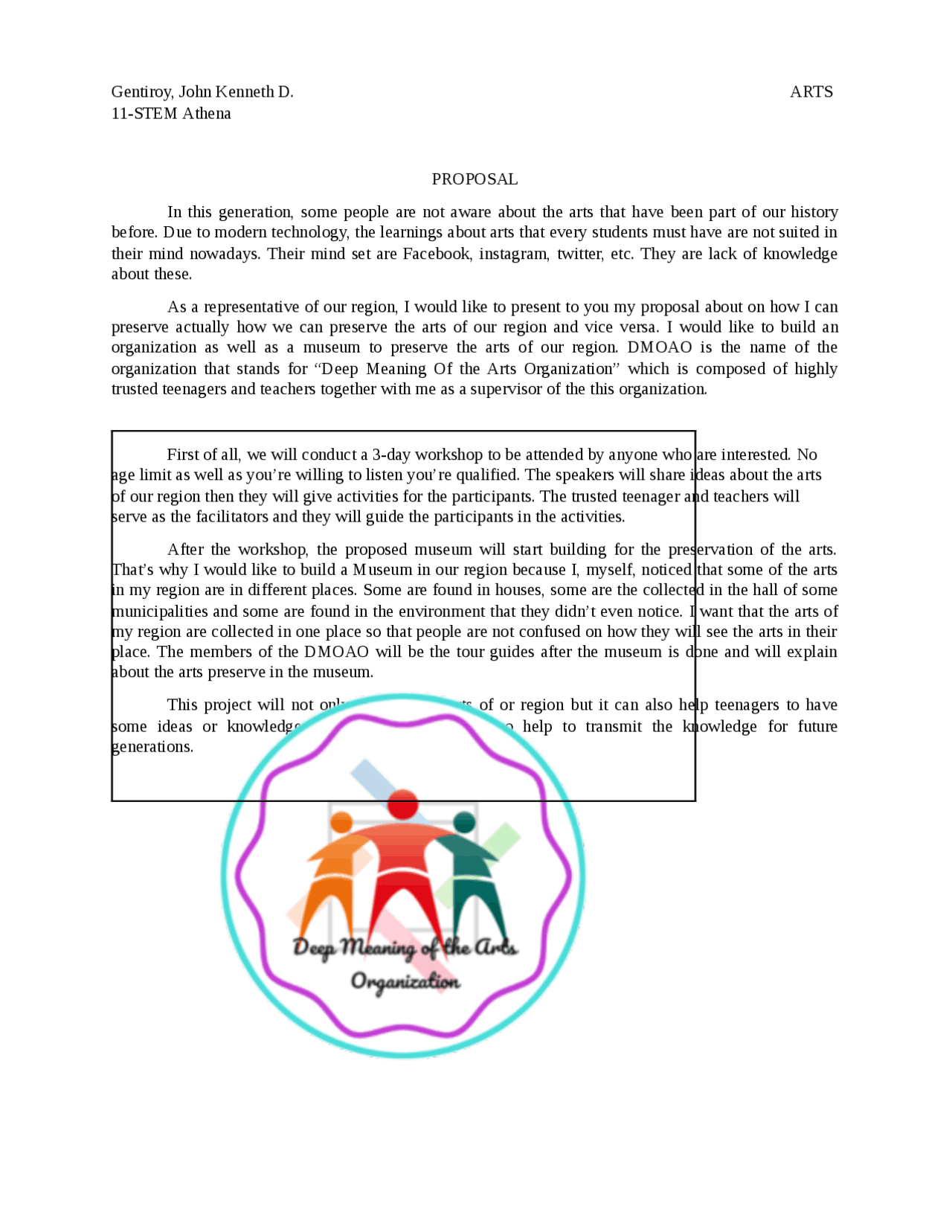 Project Proposal about preserving of Arts - Docsity