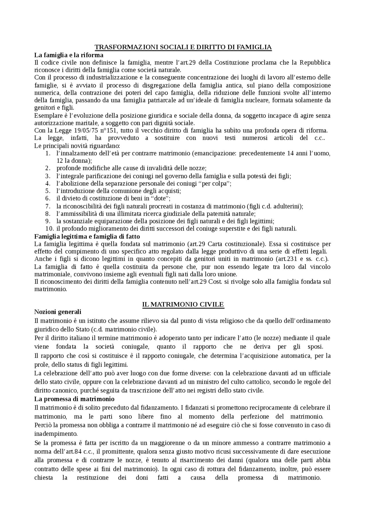 Diritto Di Famiglia Docsity