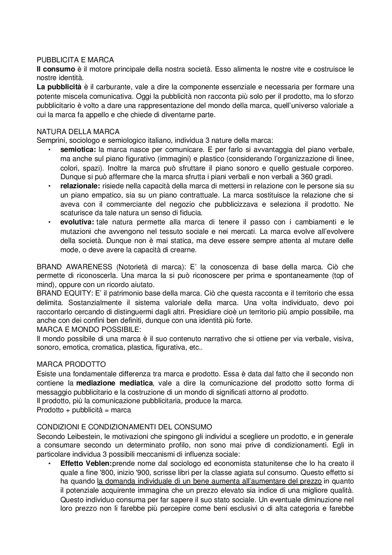 Pubblicità Teorie E Tecniche Riassunto Docsity