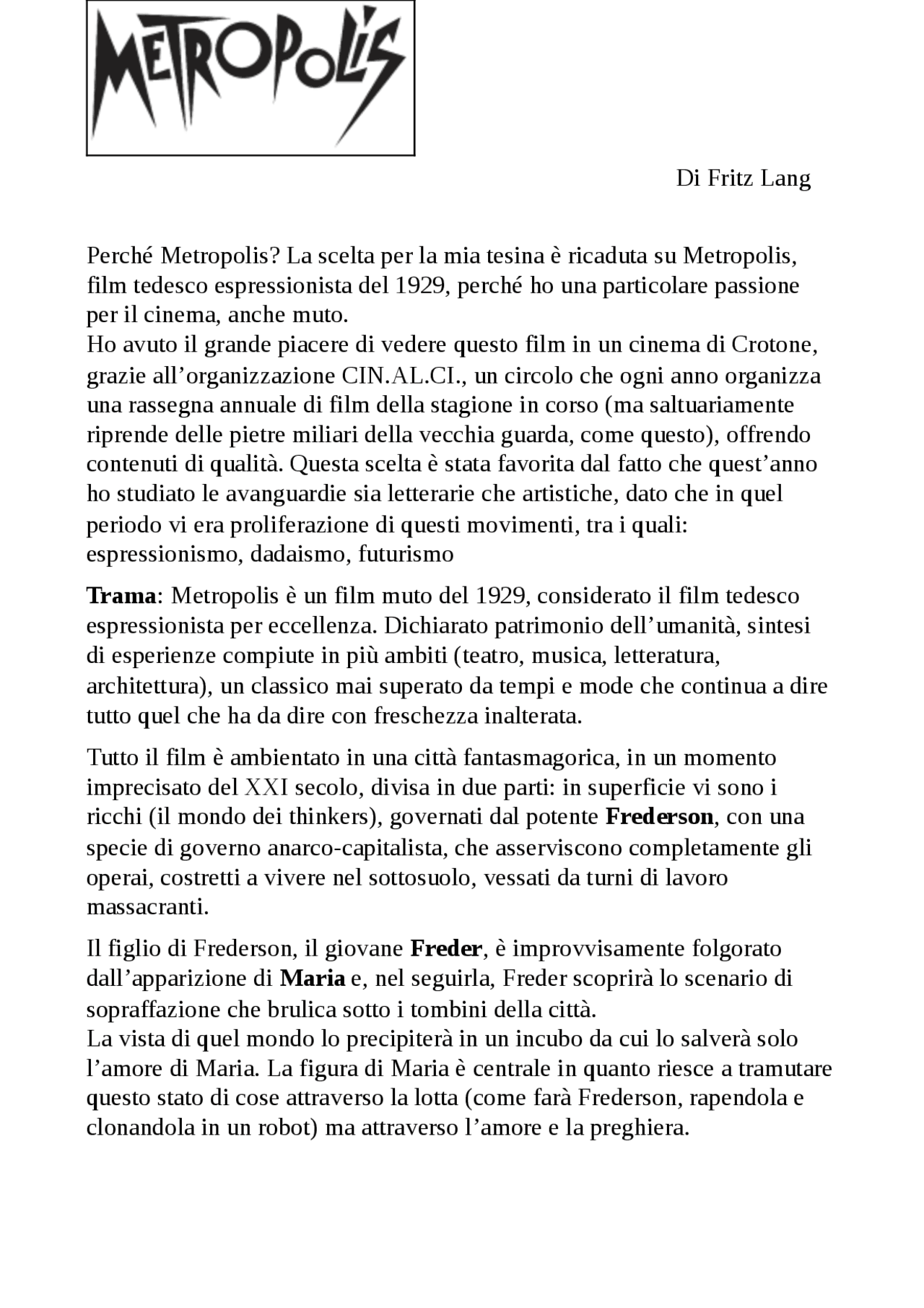 Tesina Di Maturità Liceo Classico Docsity