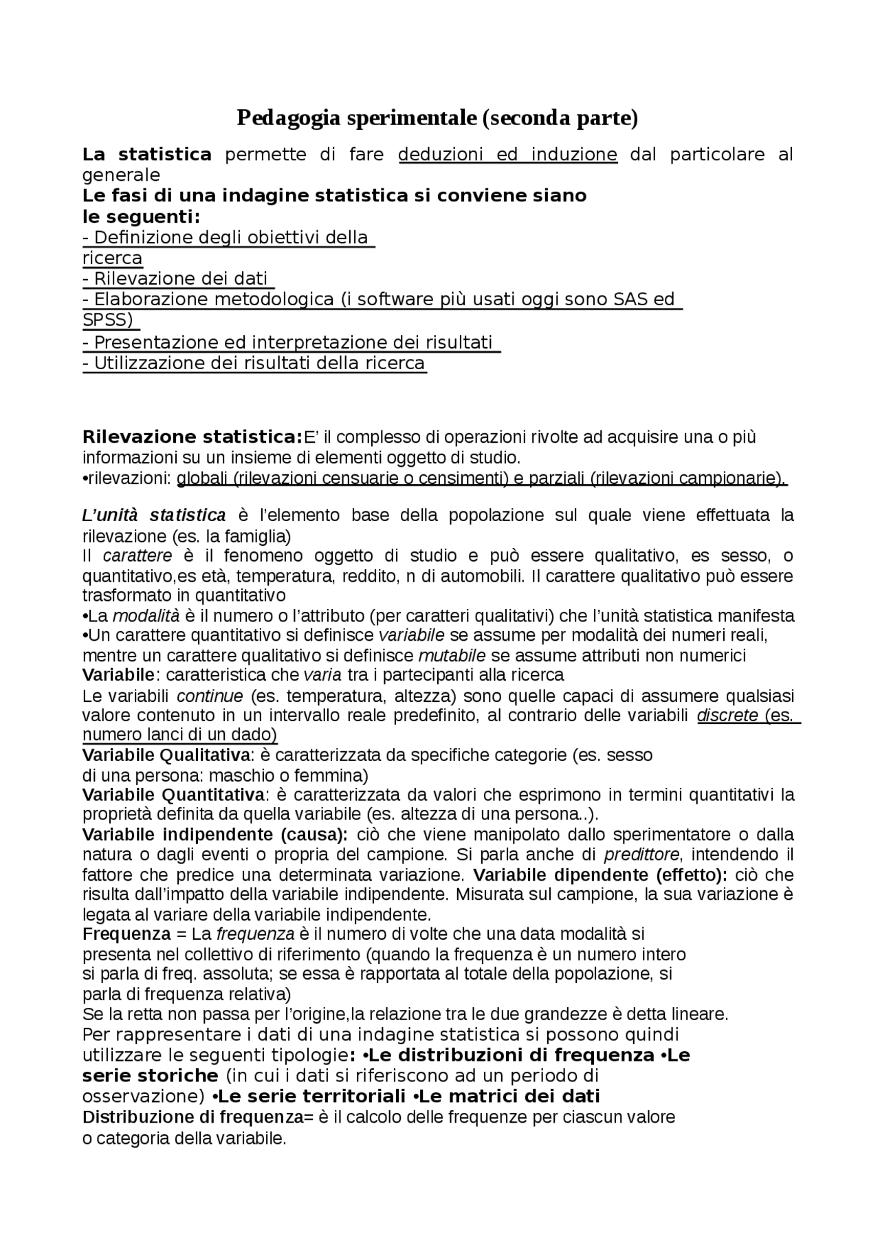 Appunti Pedagogia Sperimentale Seconda Parte Docsity