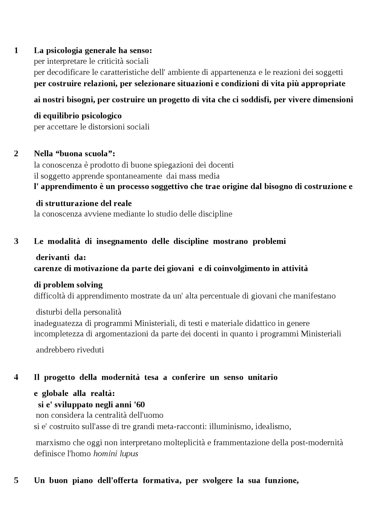 Test Di Psicologia Generale 30 Domande Con Risposte Unipegaso Docsity