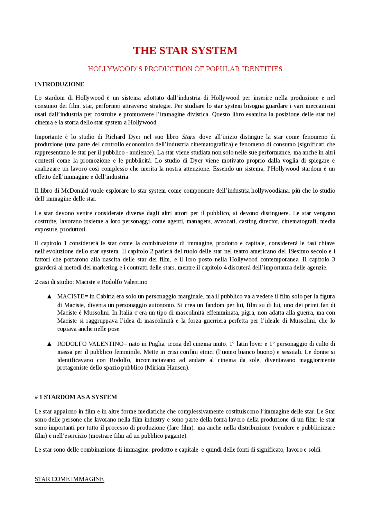 The Star System Di Paul Mcdonald Docsity