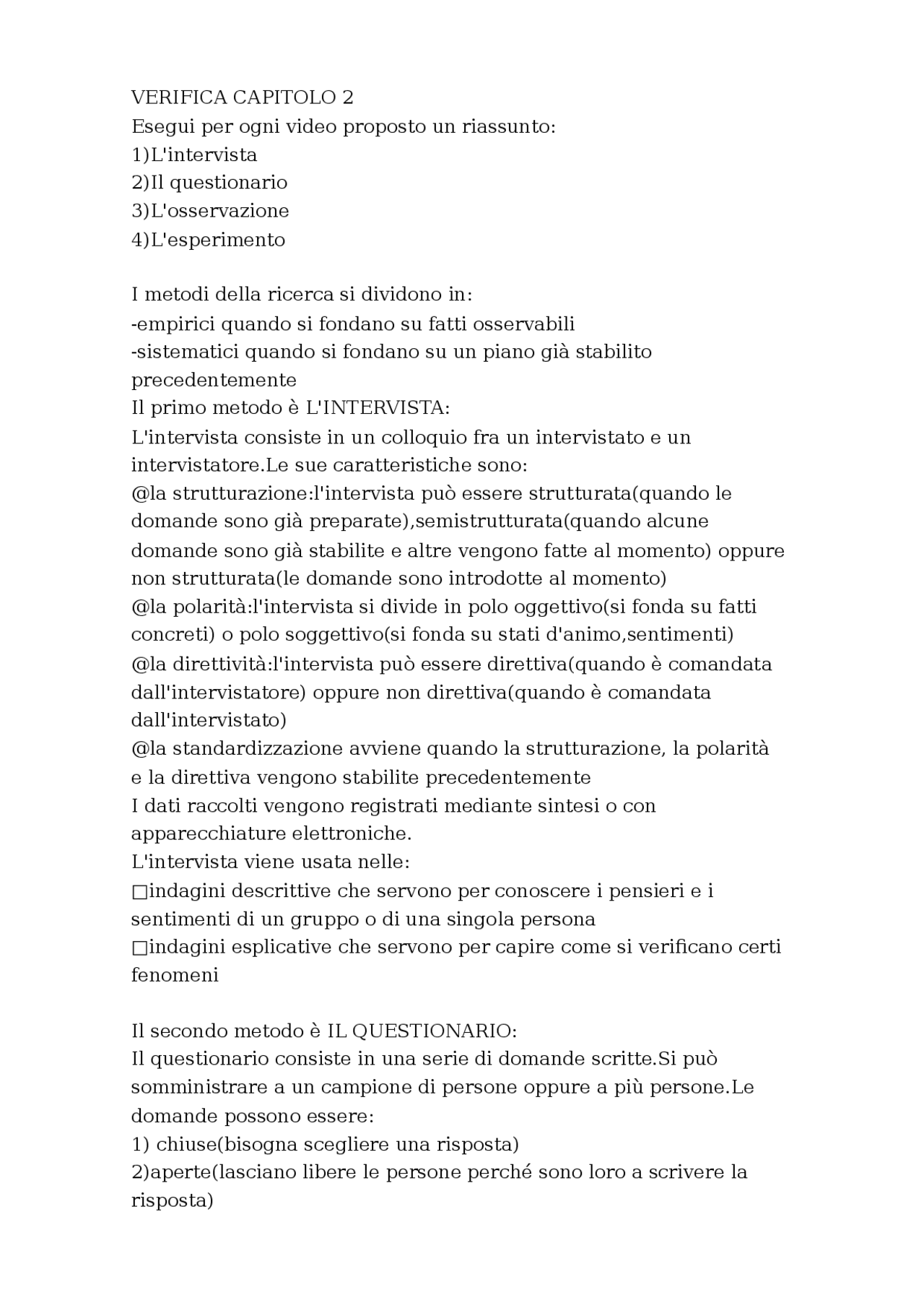 Verifica Psicologia Sui Metodi Di Ricerca Docsity
