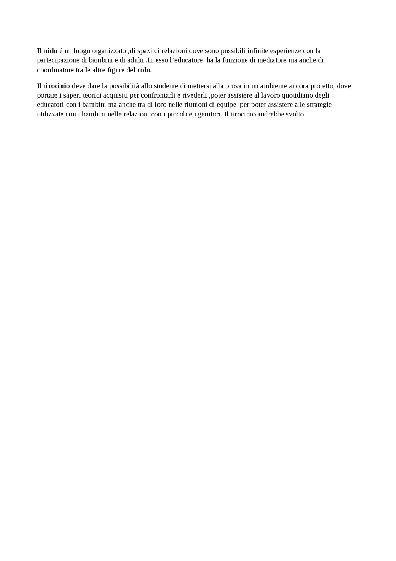 Informazioni Sul Nido Docsity