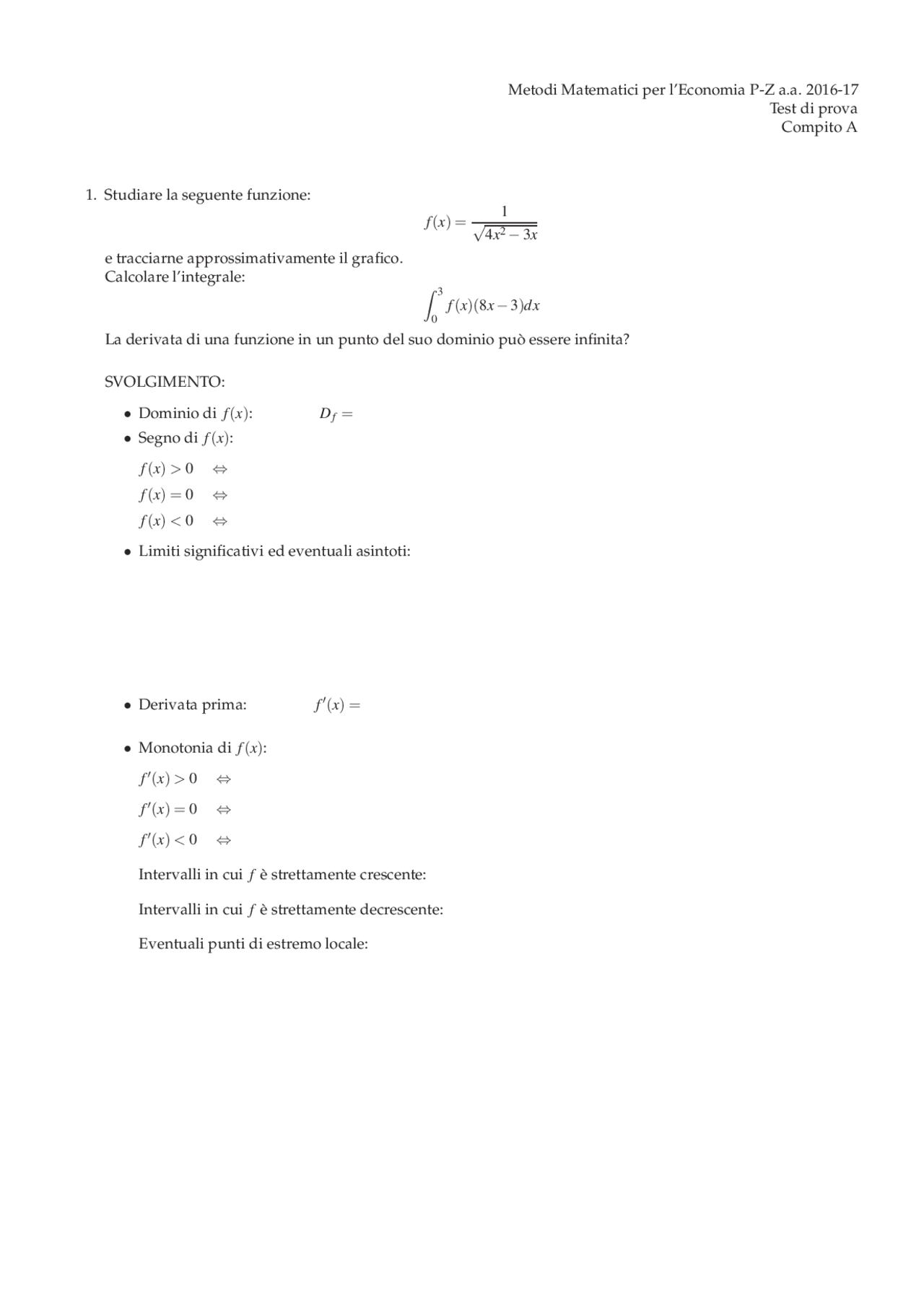 Esercizi Di Matematica Generale Ejercicios De Matemáticas Docsity