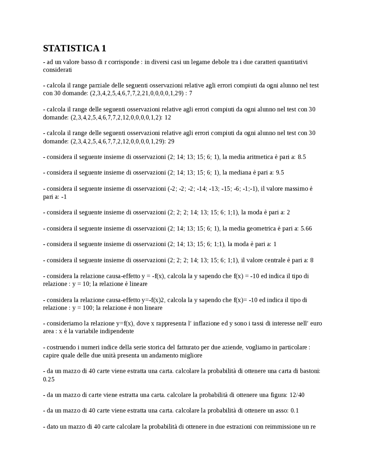 Dispense Esame Statistica Dispense Di Statistica Docsity