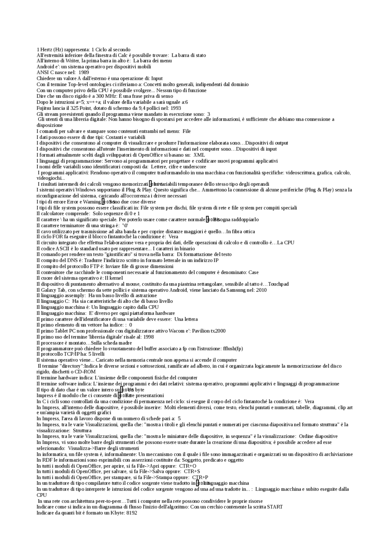 Quiz Completi Informatica Docsity