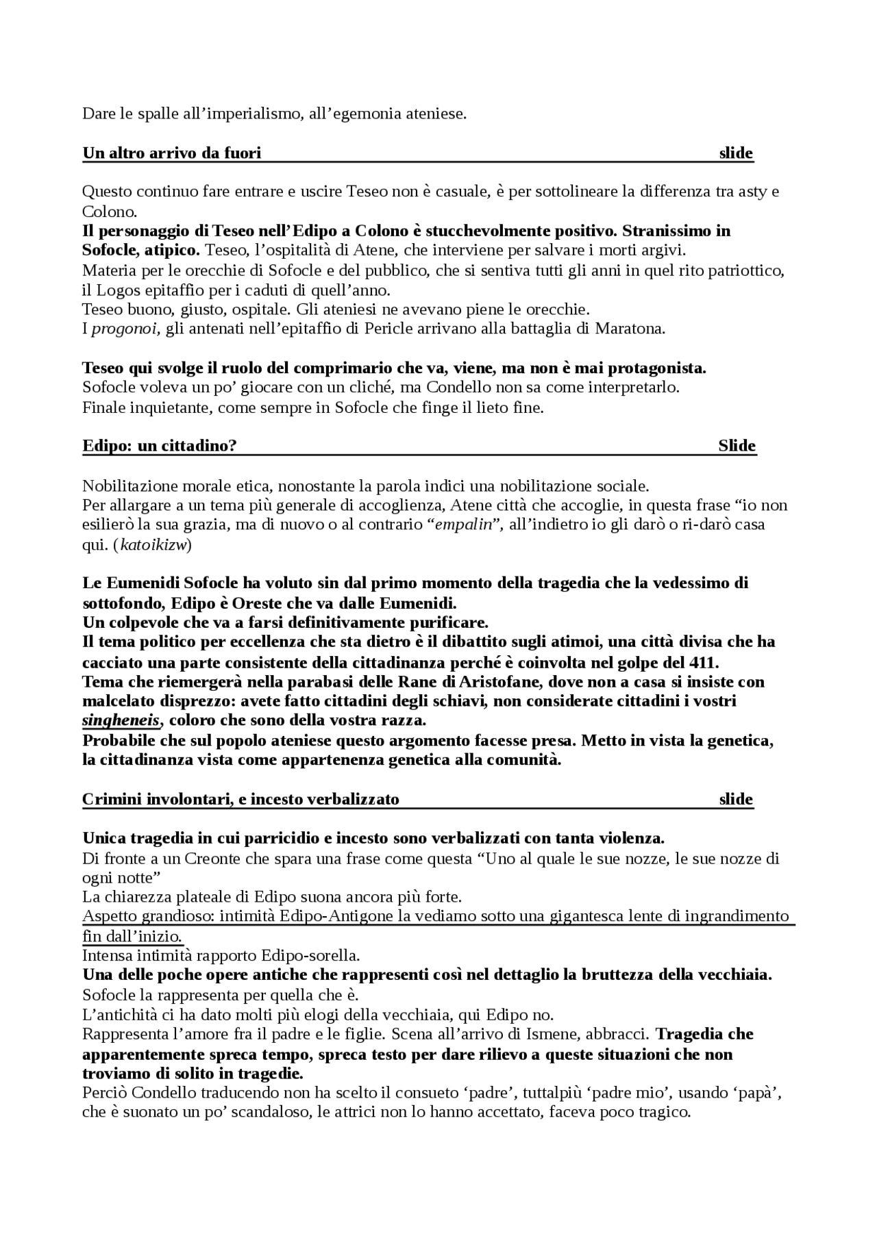 Appunti Condello Letteratura E Tradizione Classica Docsity