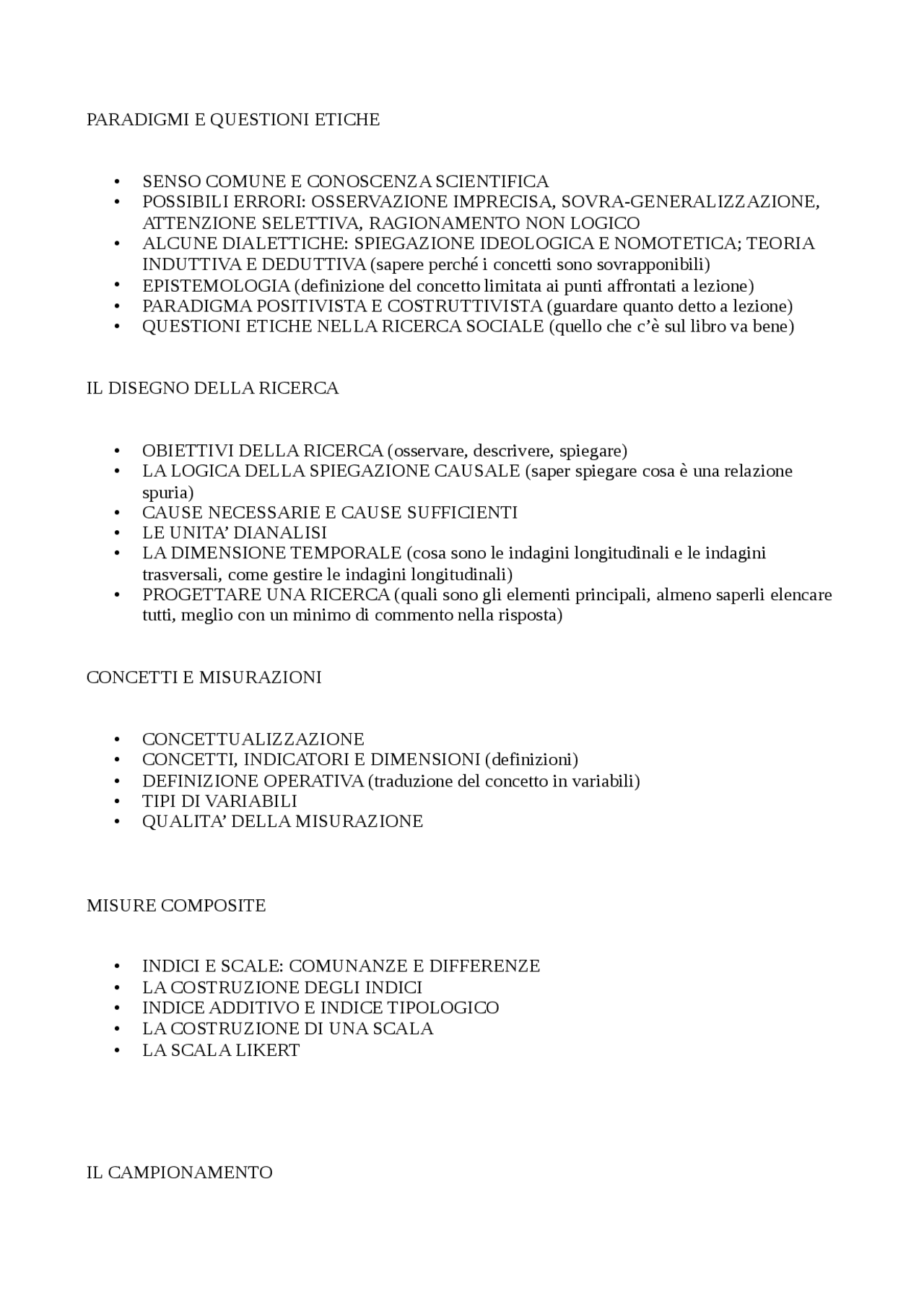 Appunti Di Metodologia Docsity
