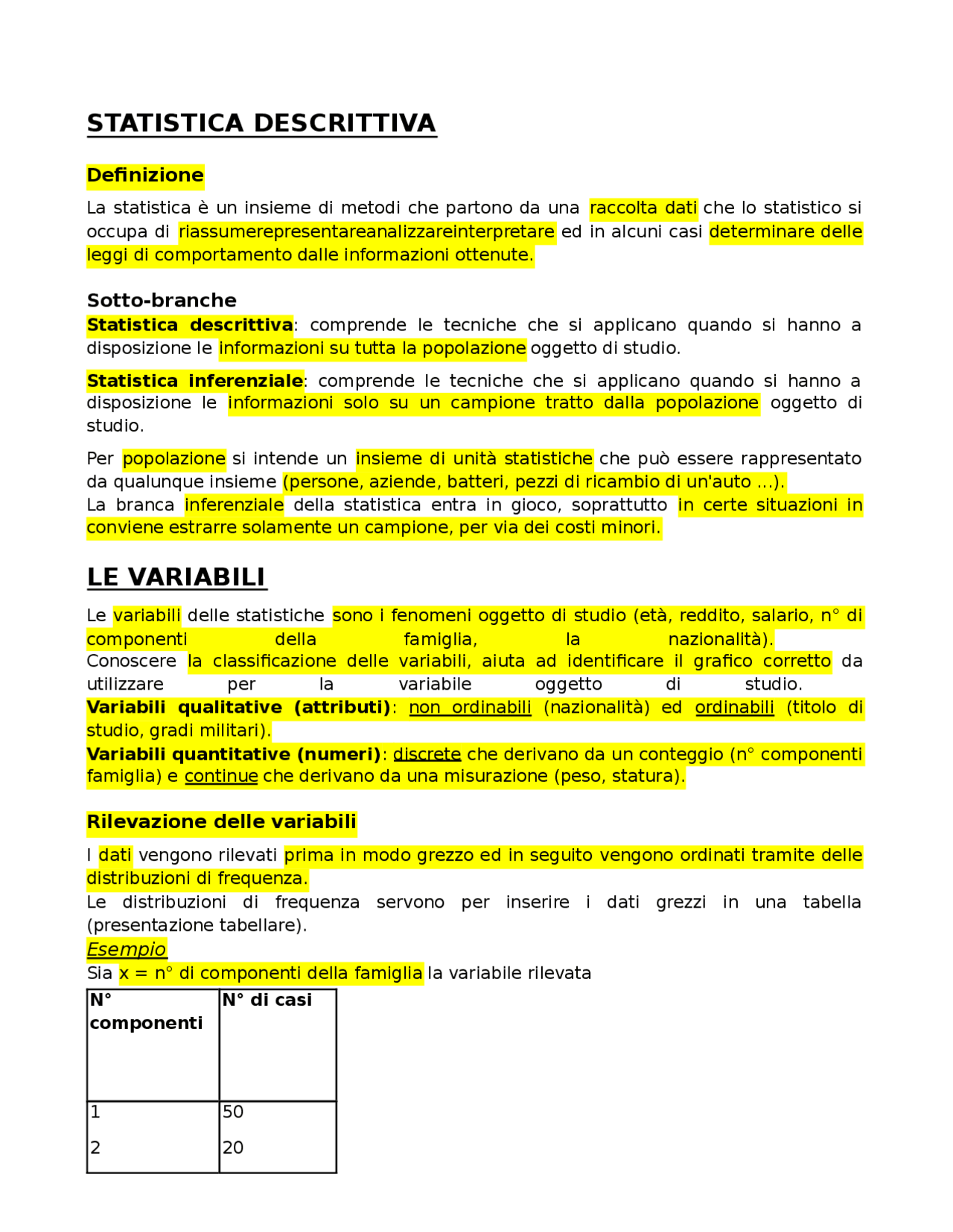 Statistica Descrittiva Docsity