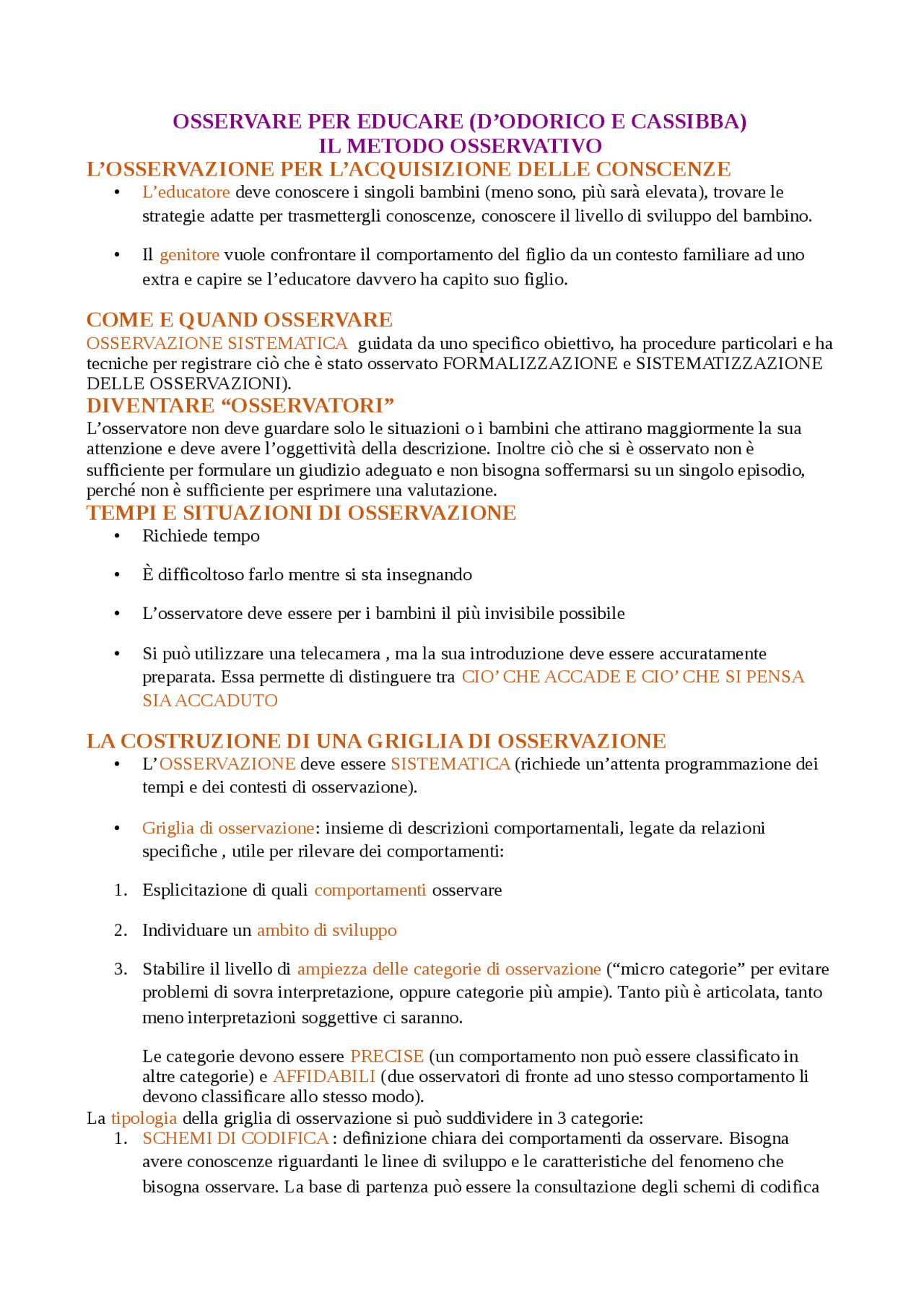 Osservare Per Educare Docsity