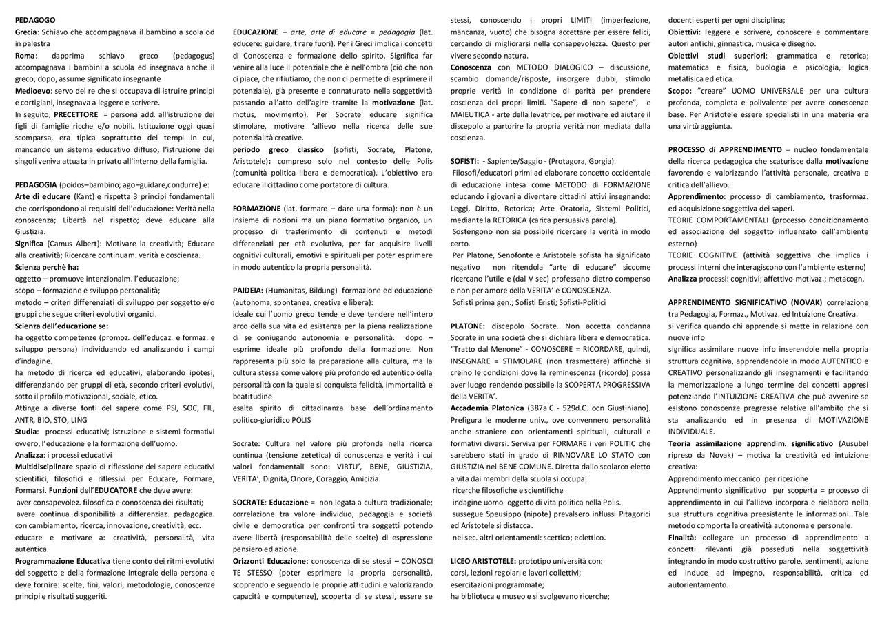 Pedagogia Generale Riassunto Docsity