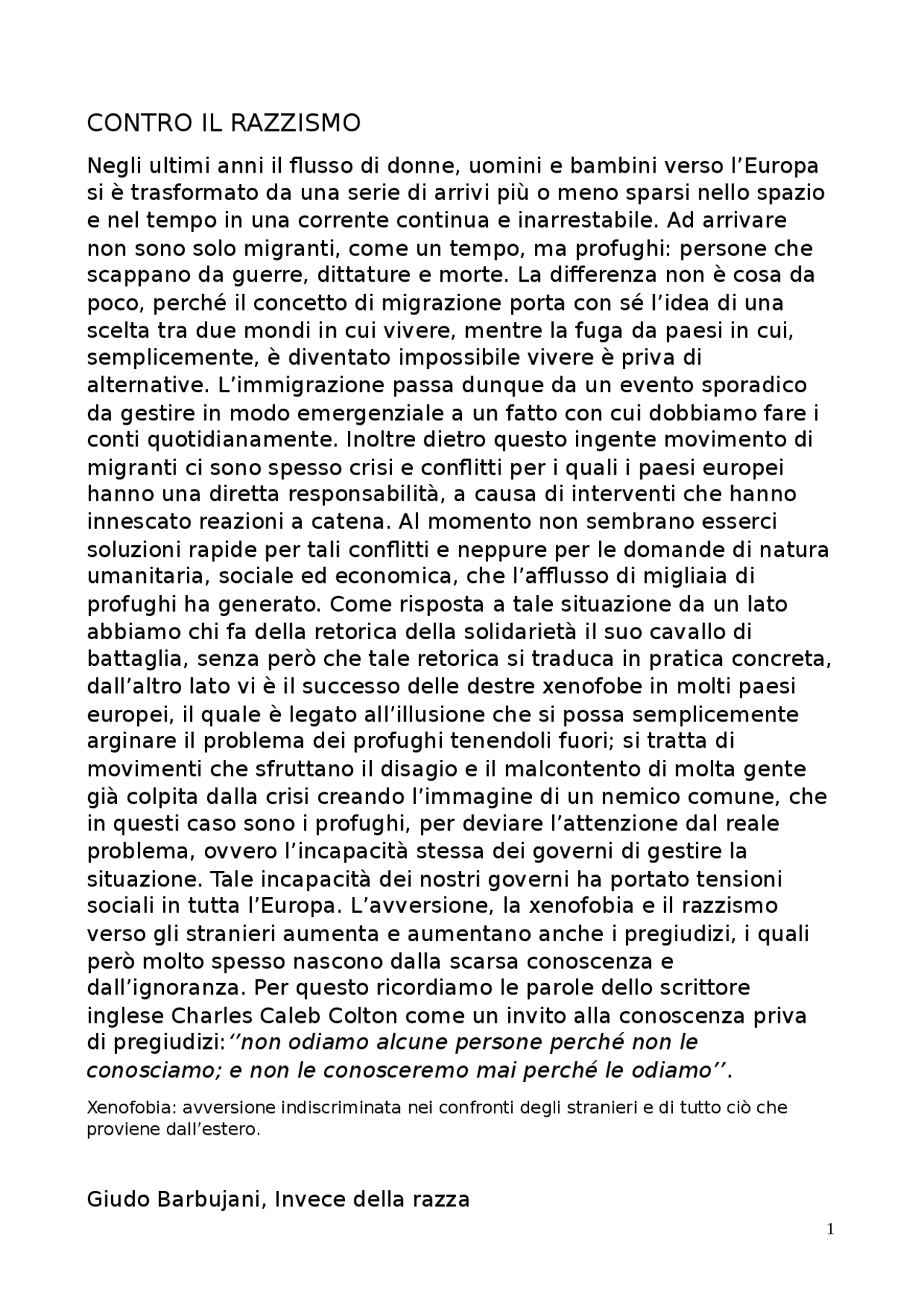 Maime Contro Il Razzismo Docsity