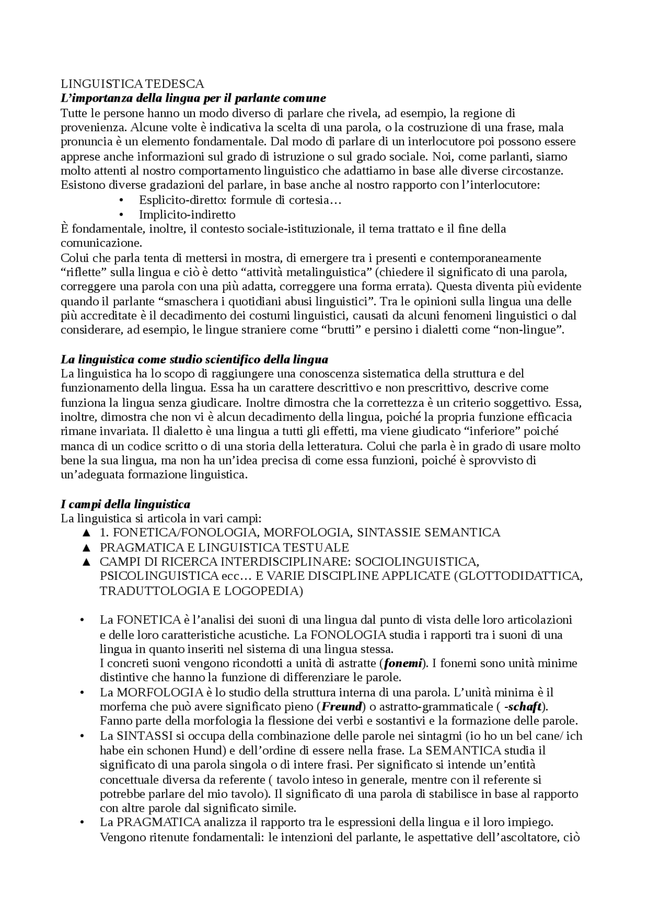 Appunti Di Linguistica Tedesca Di Di Meola Docsity