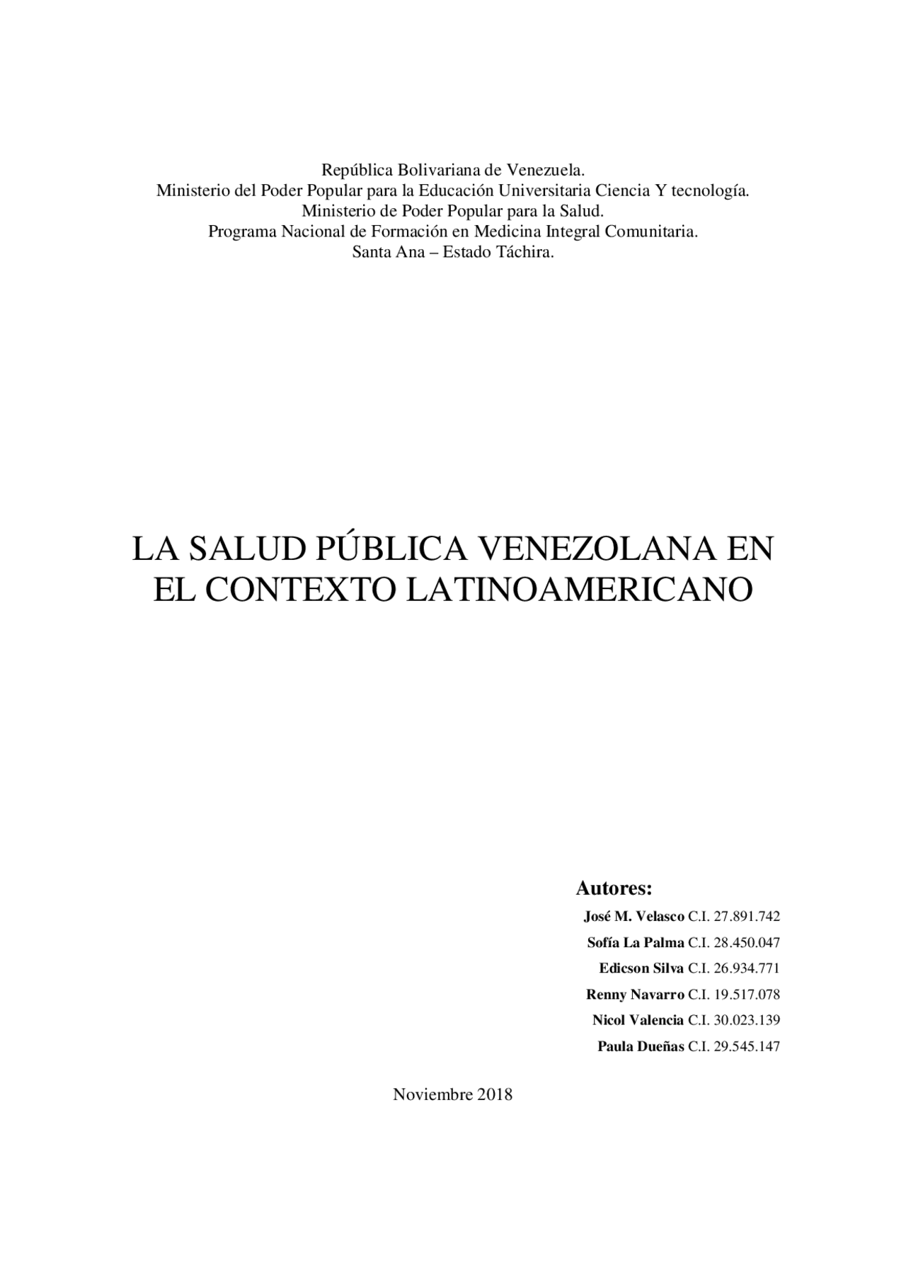 La salud publica en Venezuela - Docsity