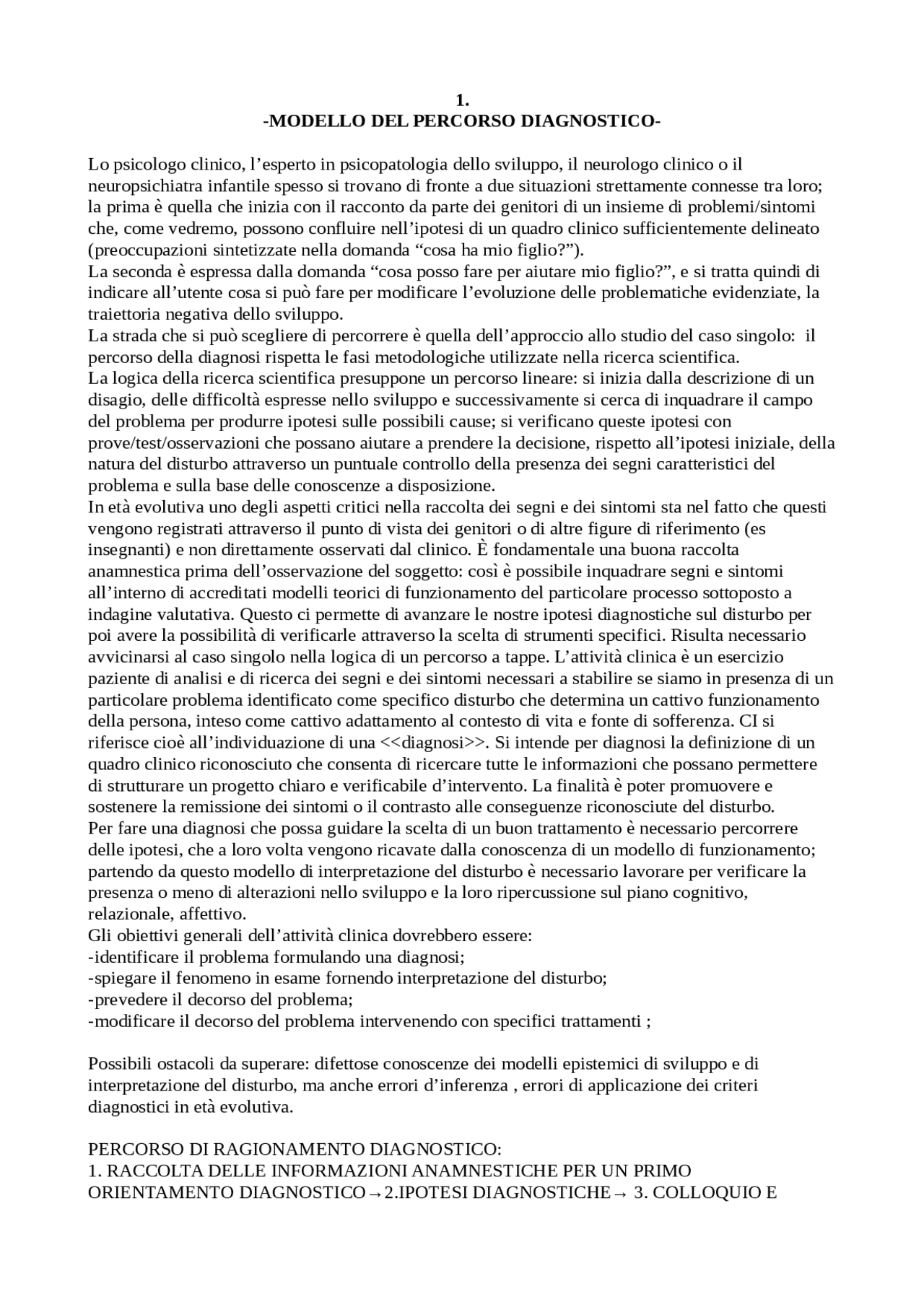 Diagnosi Disturbi Evolutivi Docsity