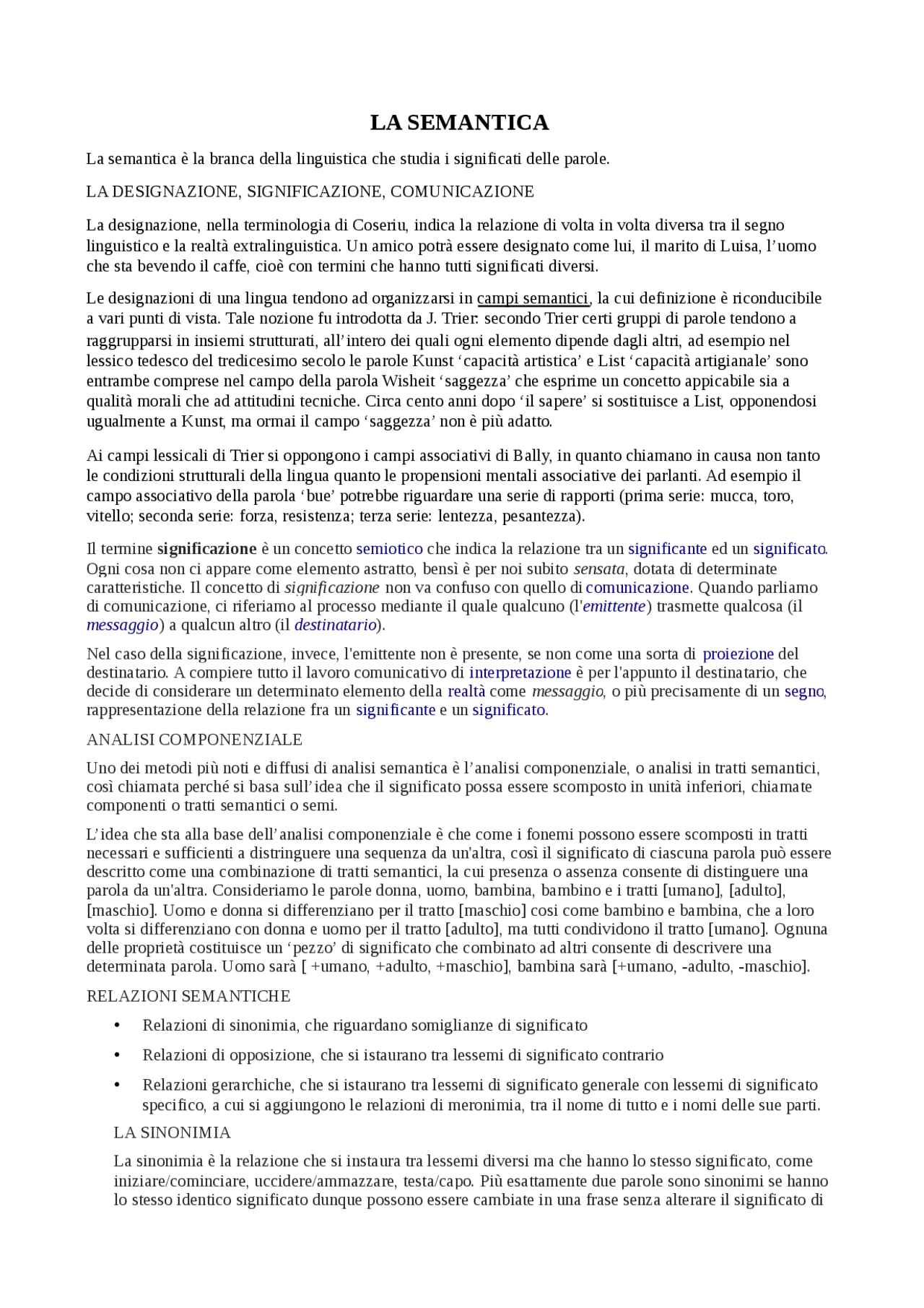 Semantica Introduzione Docsity