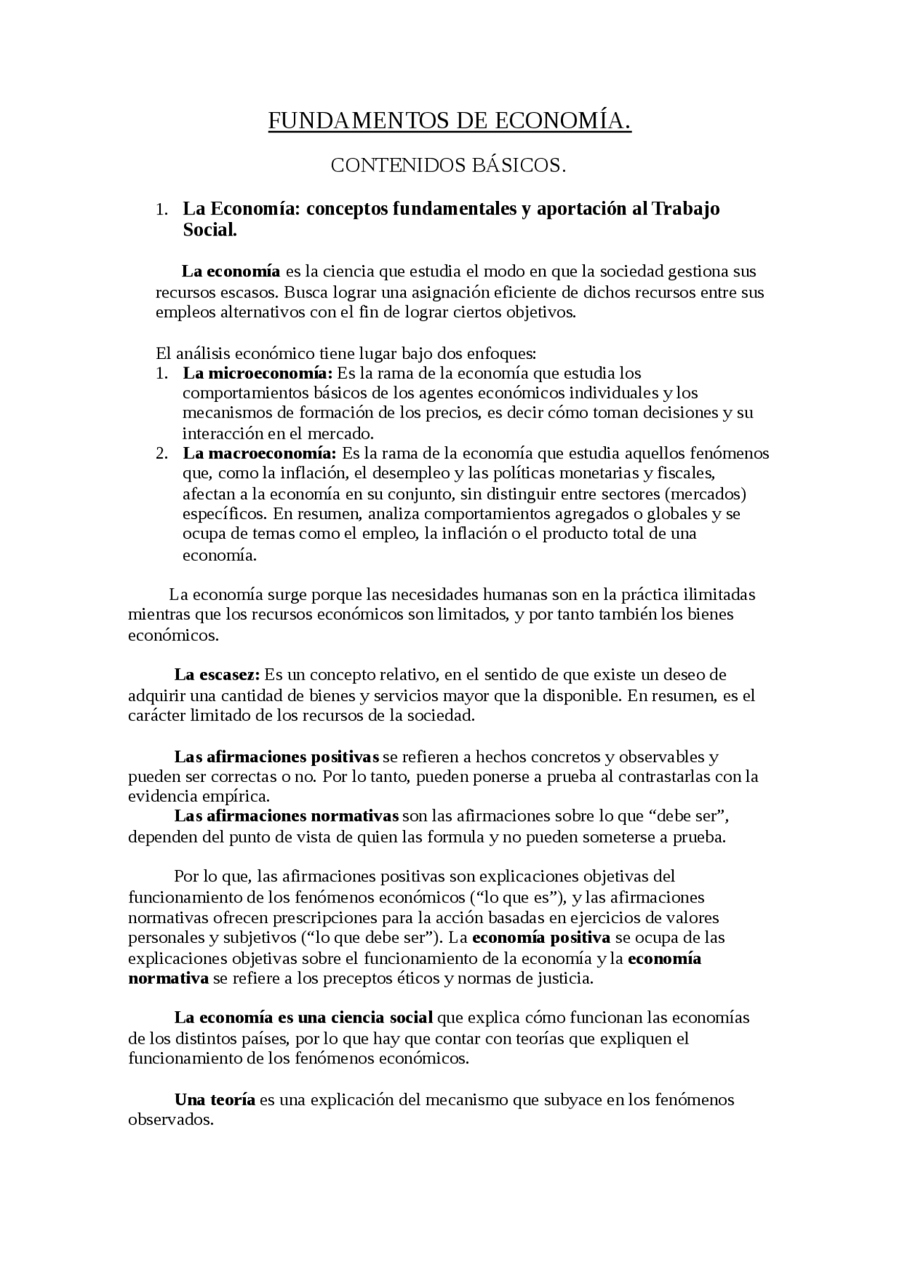 Apuntes Economía Tema 1 Docsity