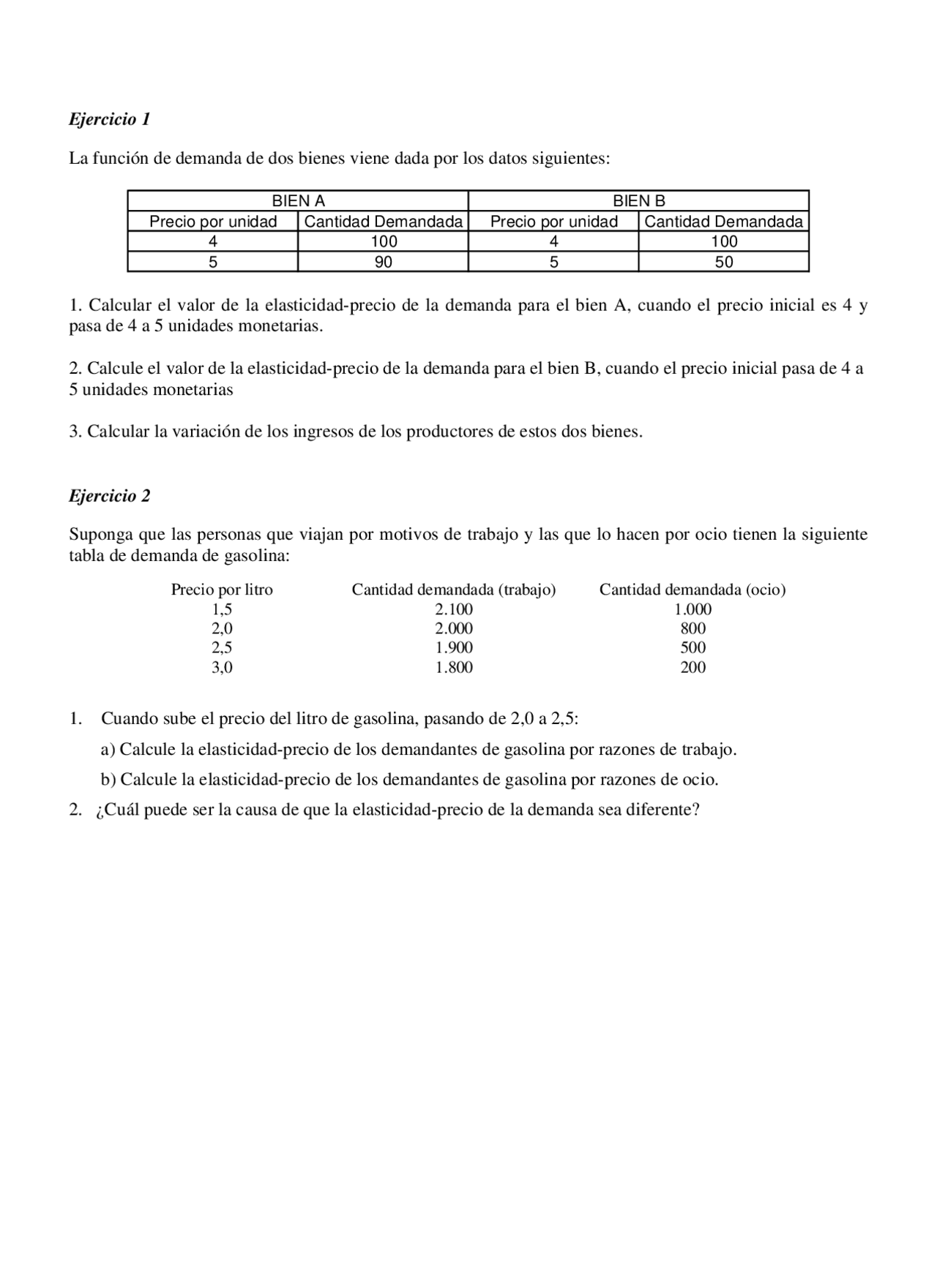 Ejercicios Elasticidad Docsity