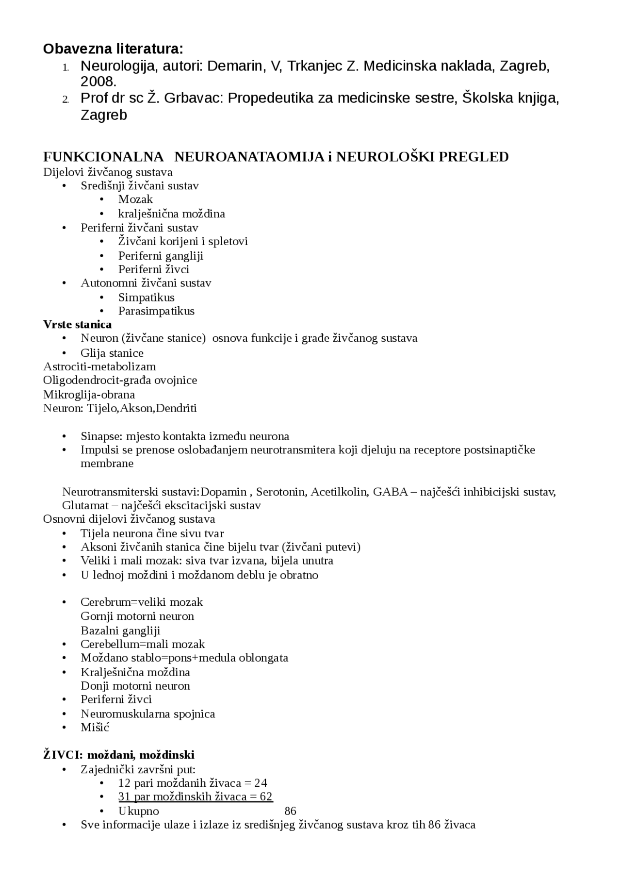 Skripta Iz Neurologije Rezime Predlog Neurologija Docsity