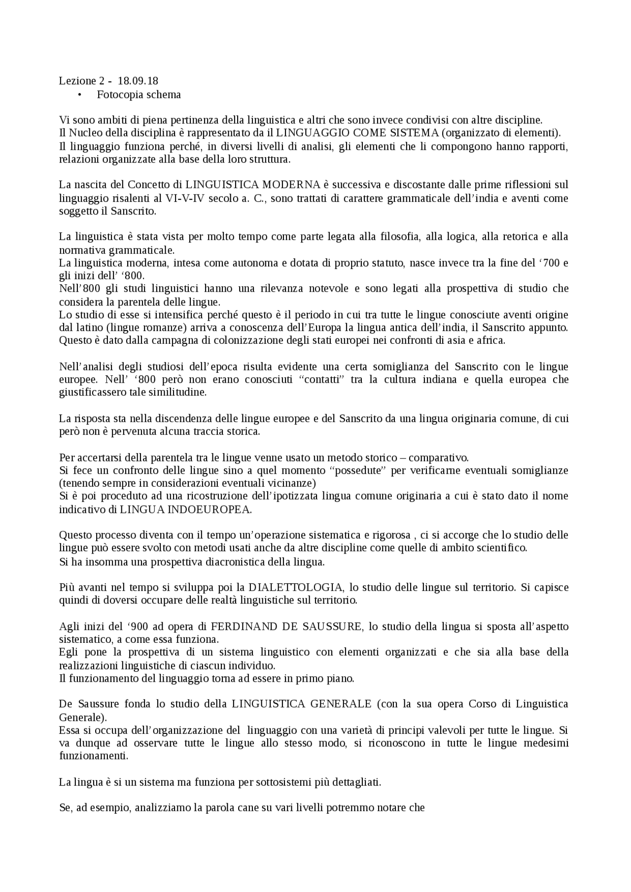 Seconda Lezione Fondamenti Di Linguistica Prof Marinetti Docsity