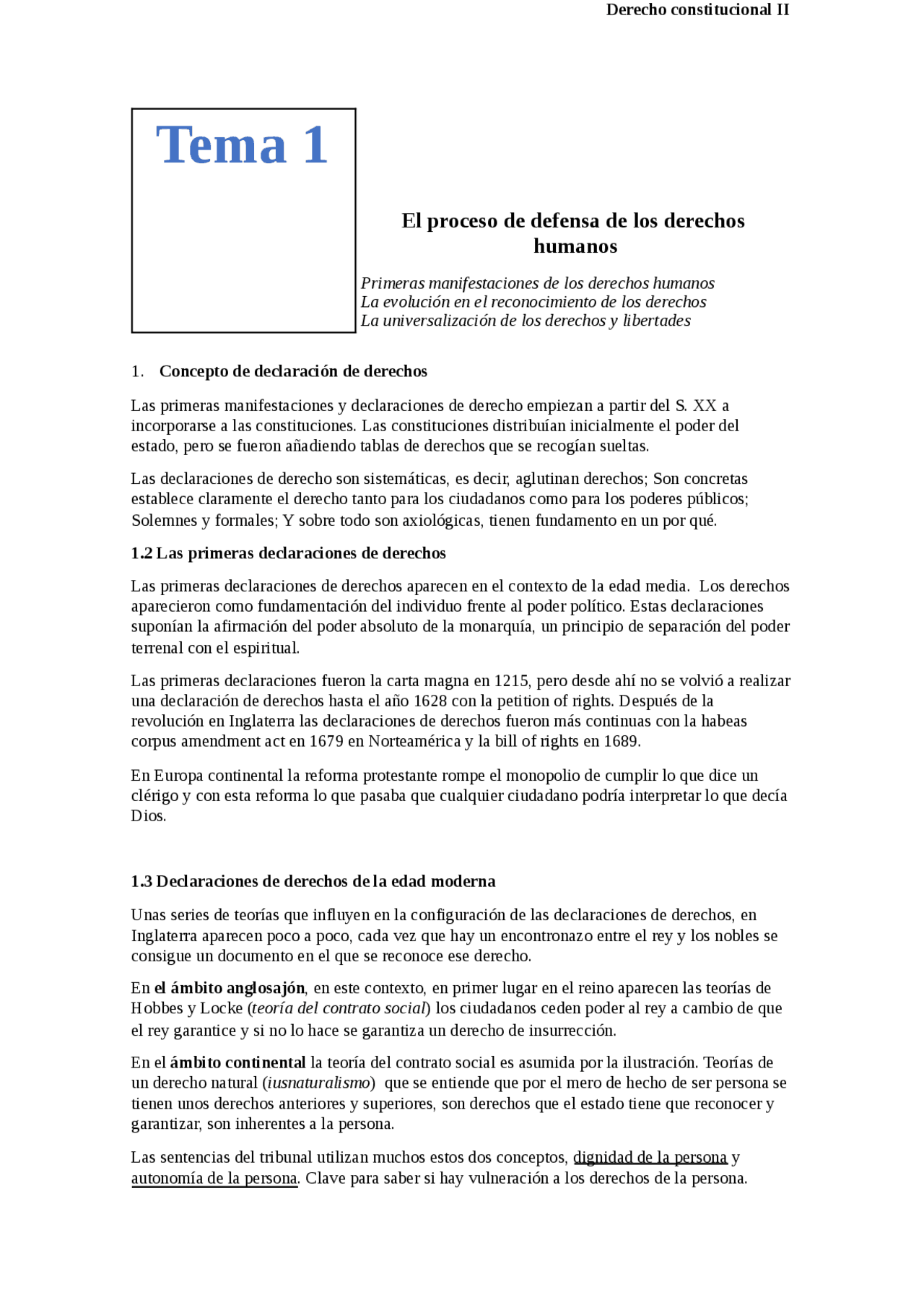 Tema 1 De La Asignatura Dº Constitucional I Son Apuntes De Sus Clases